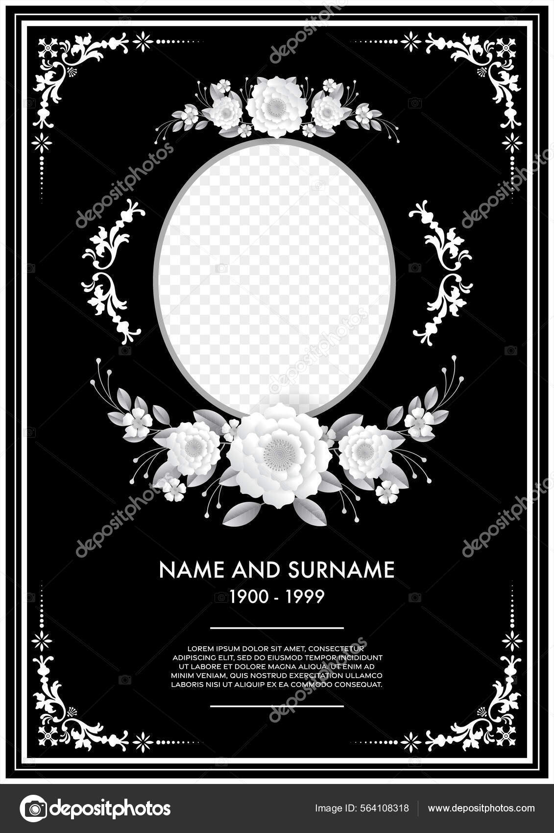 Memorial Funeral Card Templates Flowers Paper Cut Stock Vector by ...