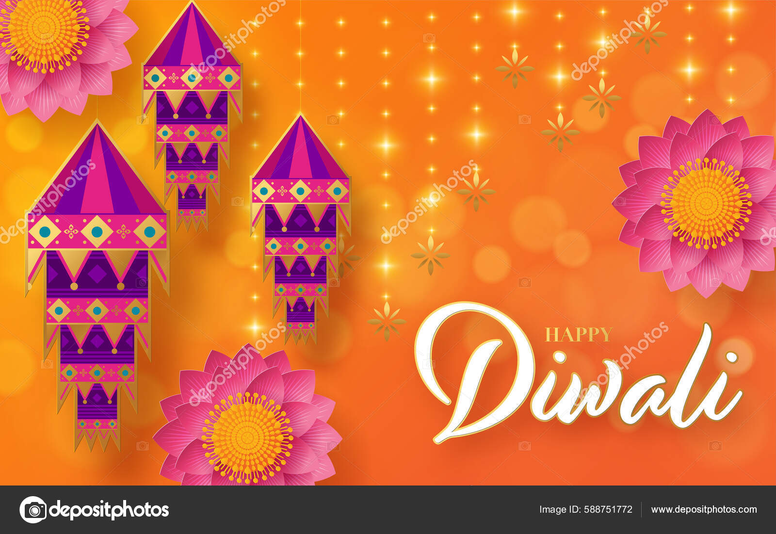 Happy Diwali Deepavali Indian Festival Celebration Color Background ...