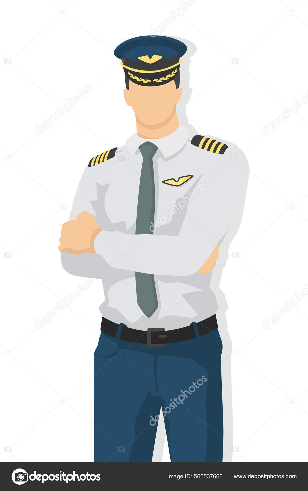 Airplane Pilot Modern Style Vector Illustration Man Simple Flat Shadow ...