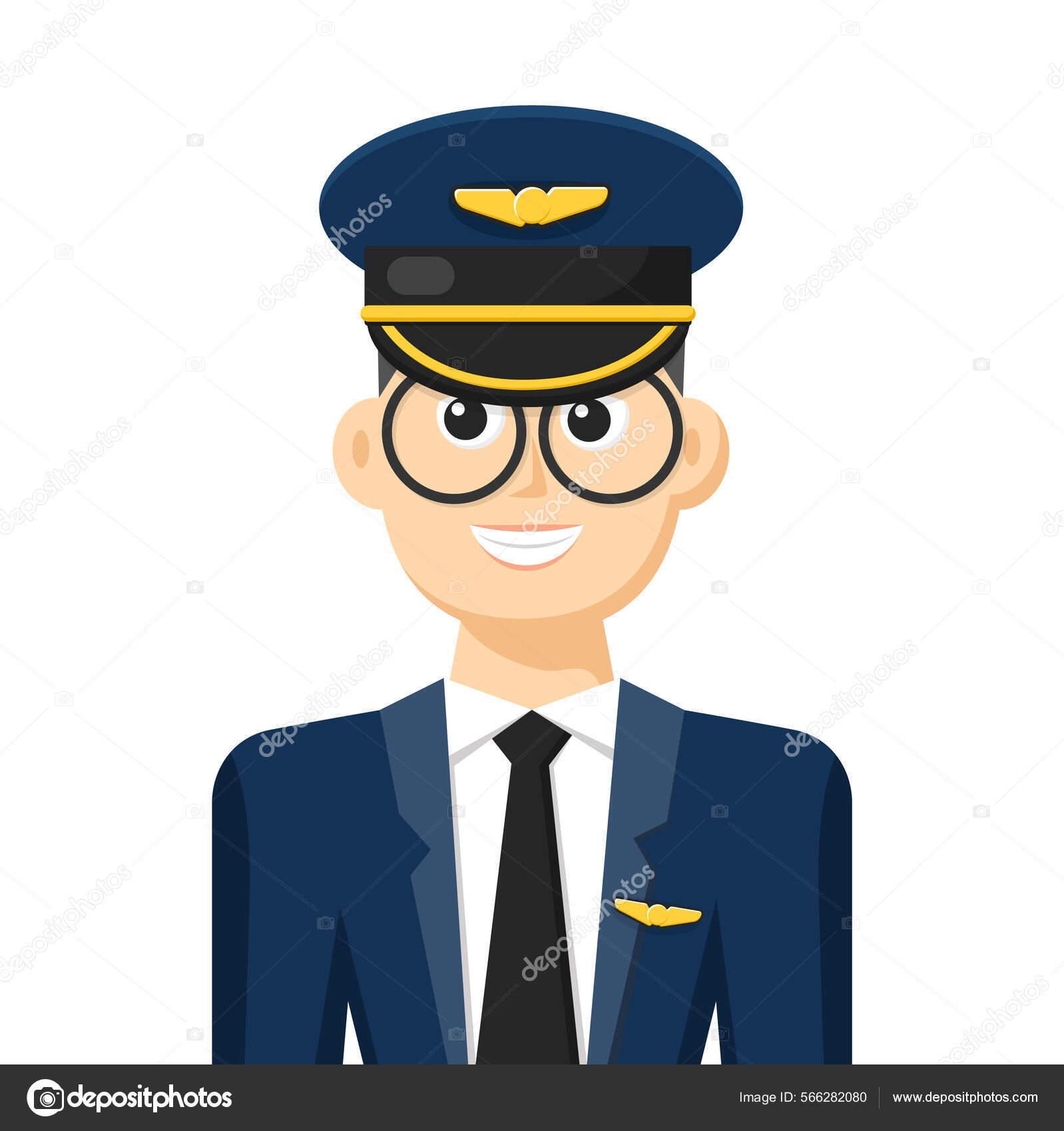 Colorful Simple Flat Vector Airline Pilot Icon Symbol People Concept ...