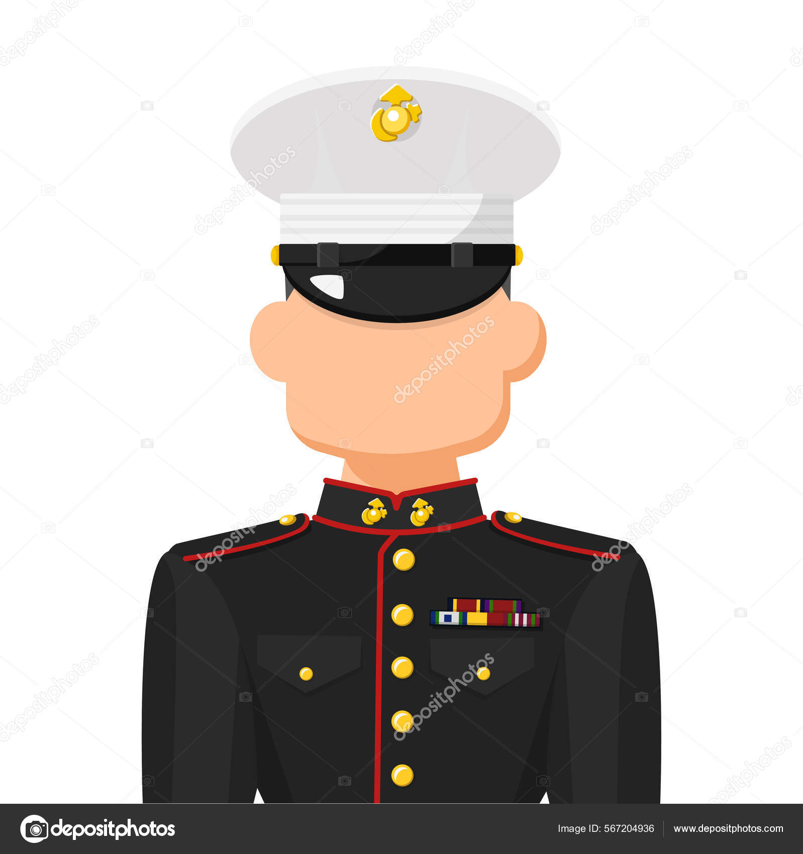 Marine Private Simple Flat Vector Personal Profile Icon Symbol Military ...