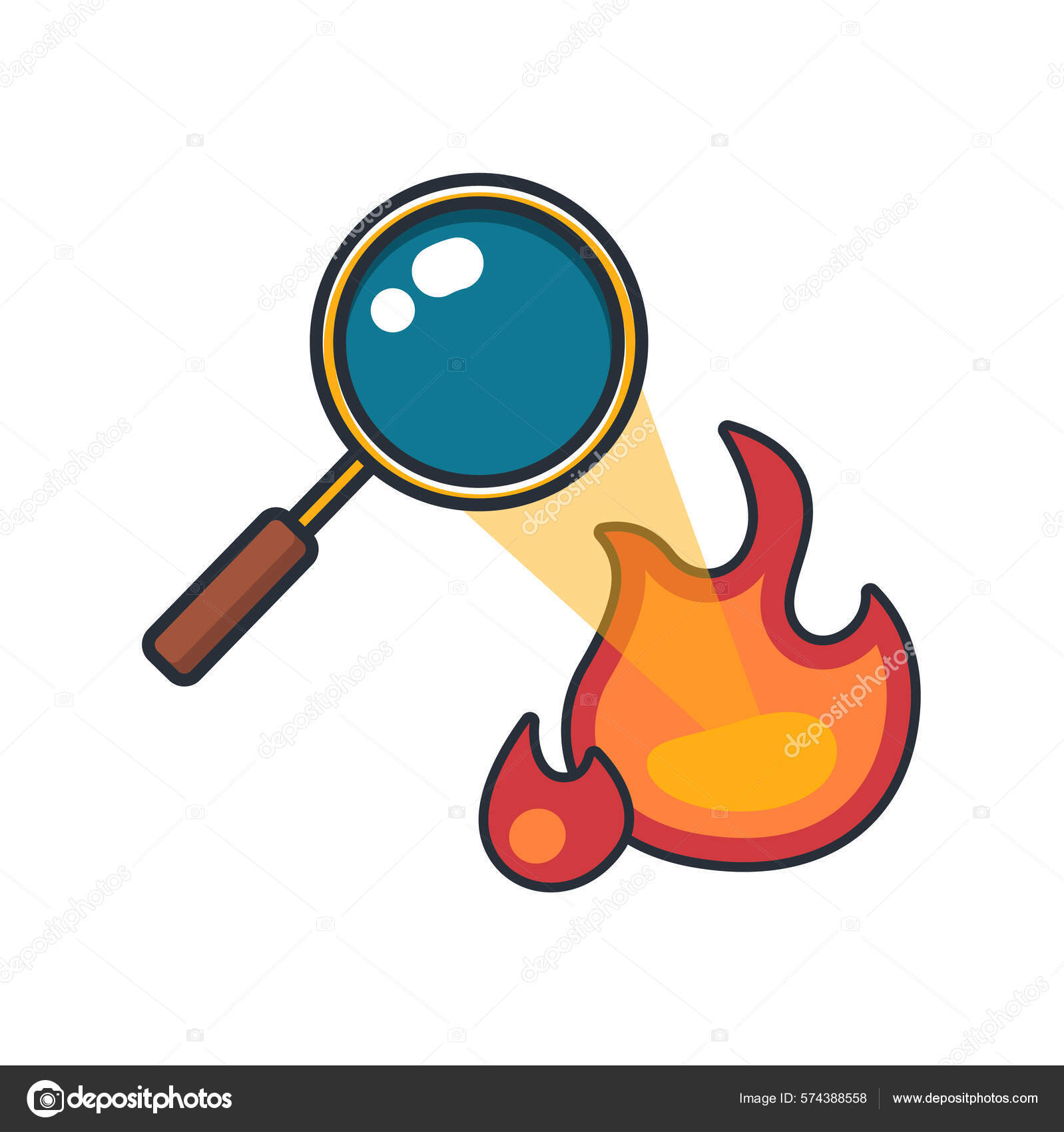 Collection Colored Thin Icon Fire Making Magnifying Glass Science ... Collection Colored Thin Icon Fire Making Magnifying Glass Science ...