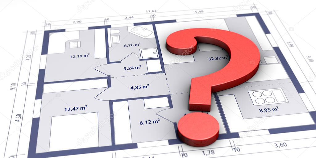 Construction issues, construction sketch with question mark symbol 2022