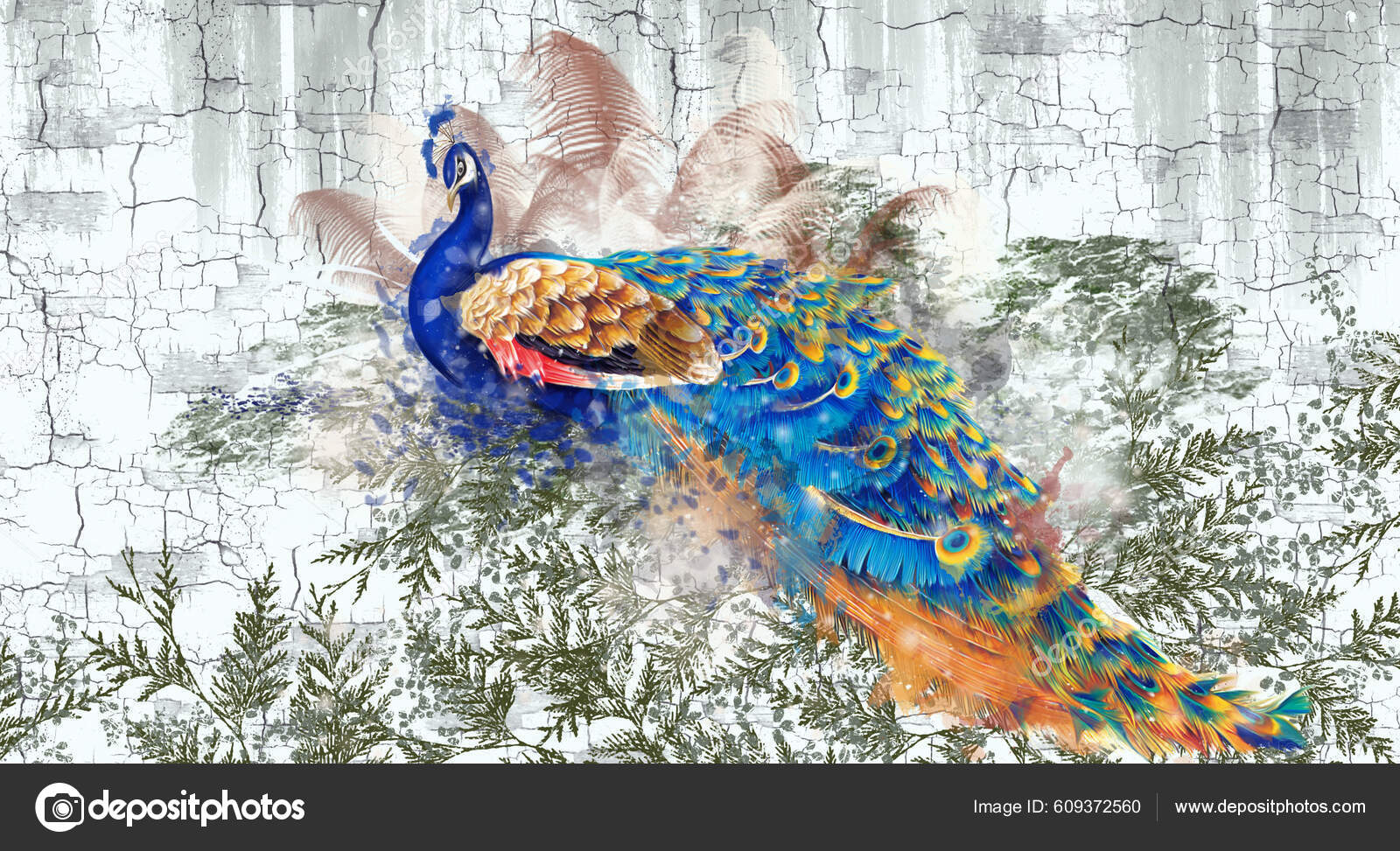 Beautiful Peacock Feathers Texture Background Photo Wallpaper — Stock ...