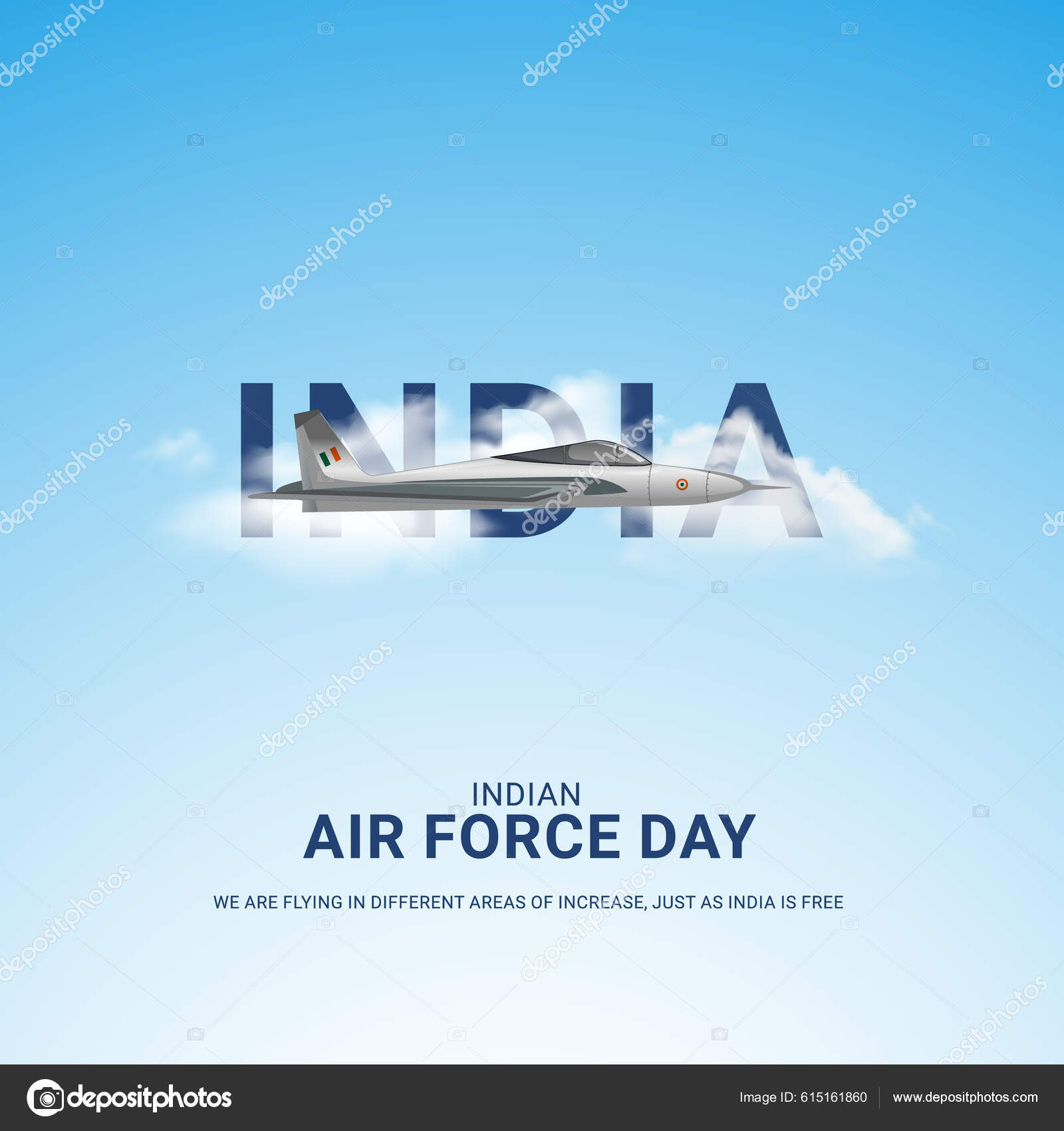 Indian Air Force Day Text Fighter Jet Design Banner Poster Stock Vector ...