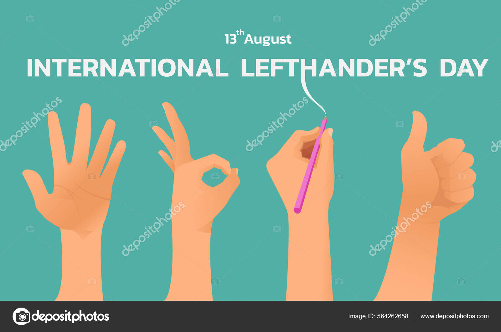 Happy Left Handers Day Left Handed Character Illustration Vector ...
