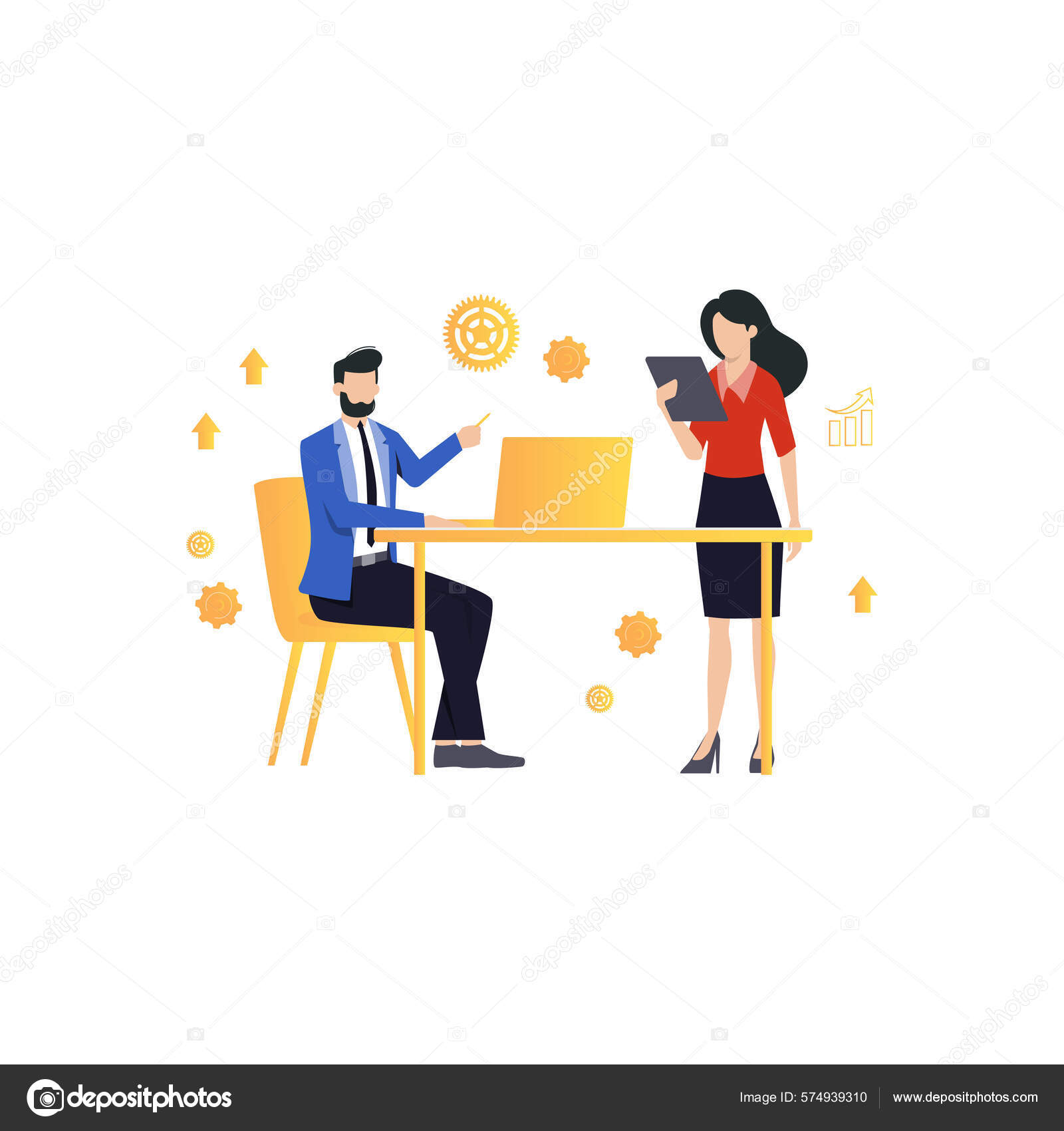 Manager Girl Talking Work Stock Vector Image by ©flaticondesign #574939310