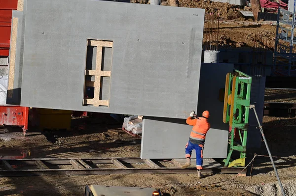 Lifting Precast Panels Construction Site – Stock Editorial Photo ...
