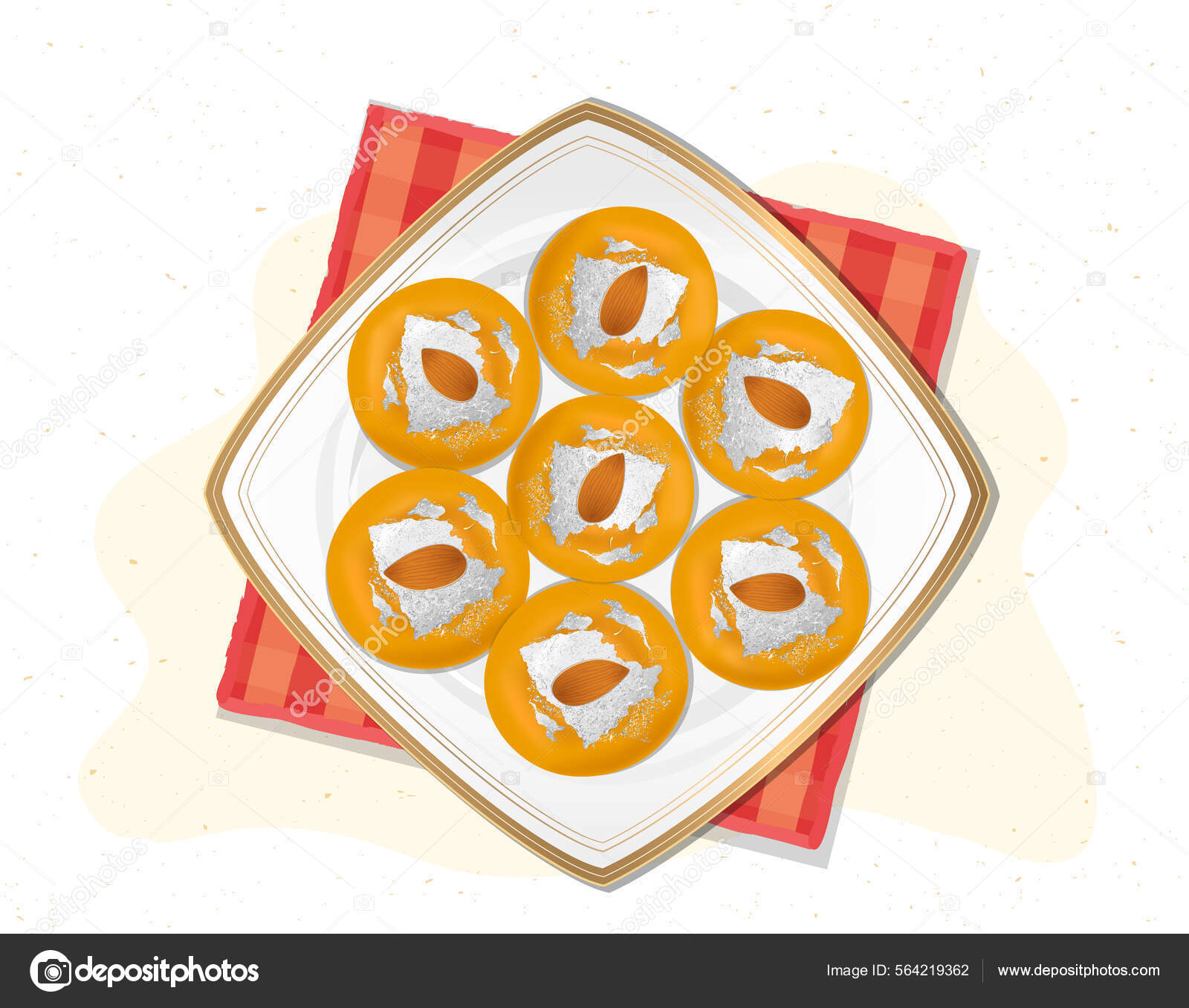 Ilustrasi Vektor Ladoo Manis India Dari Tampilan Atas Terisolasi Pada ...