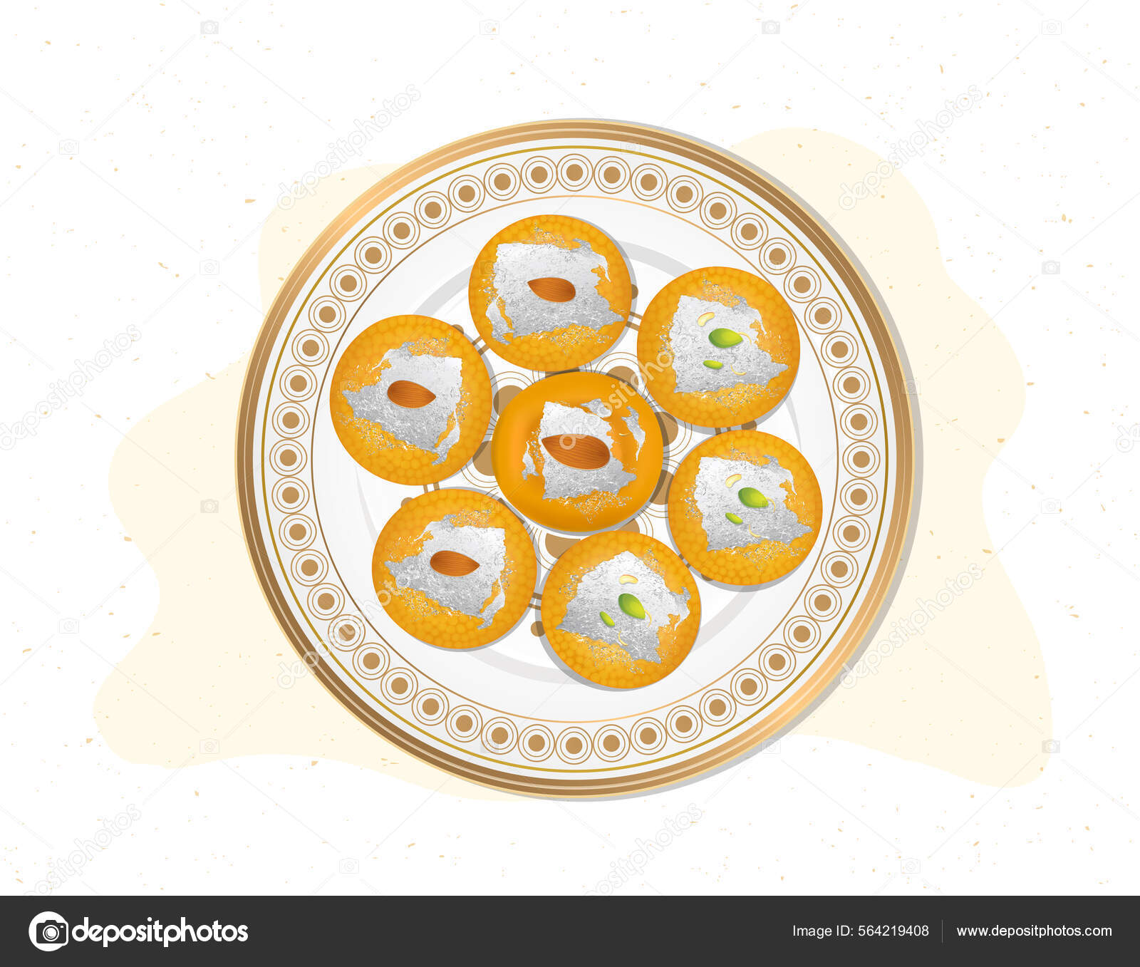 Indian Sweet Ladoo Ilustración Vectorial Aislada Sobre Fondo Blanco ...