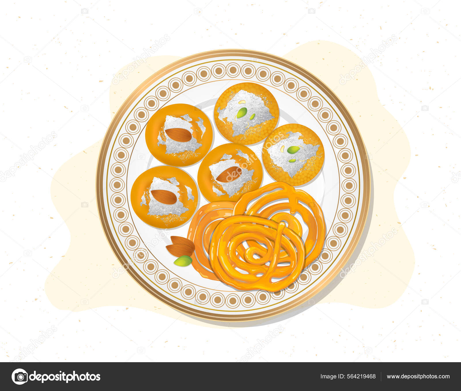 Ladoo Jalebi Indian Sweet Vector Ilustración Desde Vista Superior ...