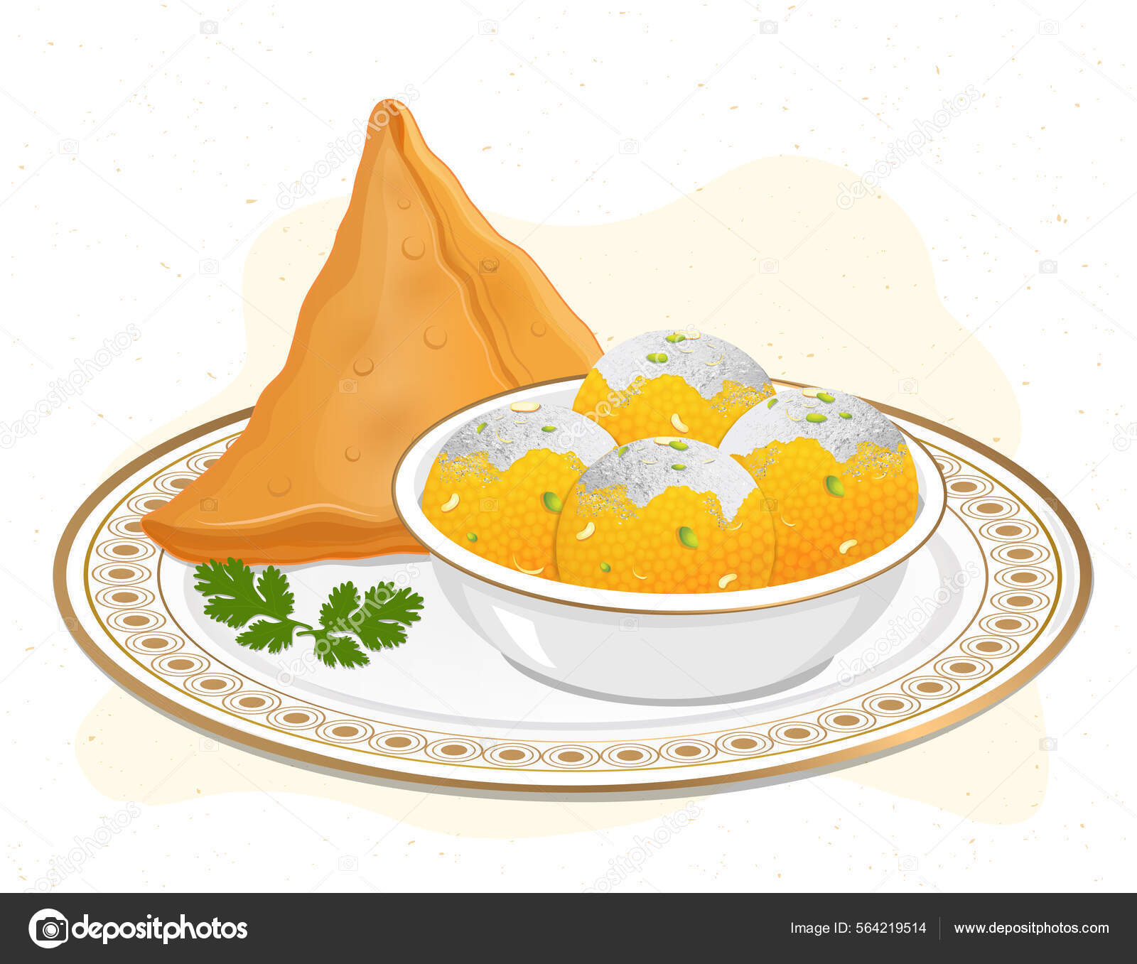 Indian Sweet Ladoo Samosa Vector Ilustración Vector de stock por ...