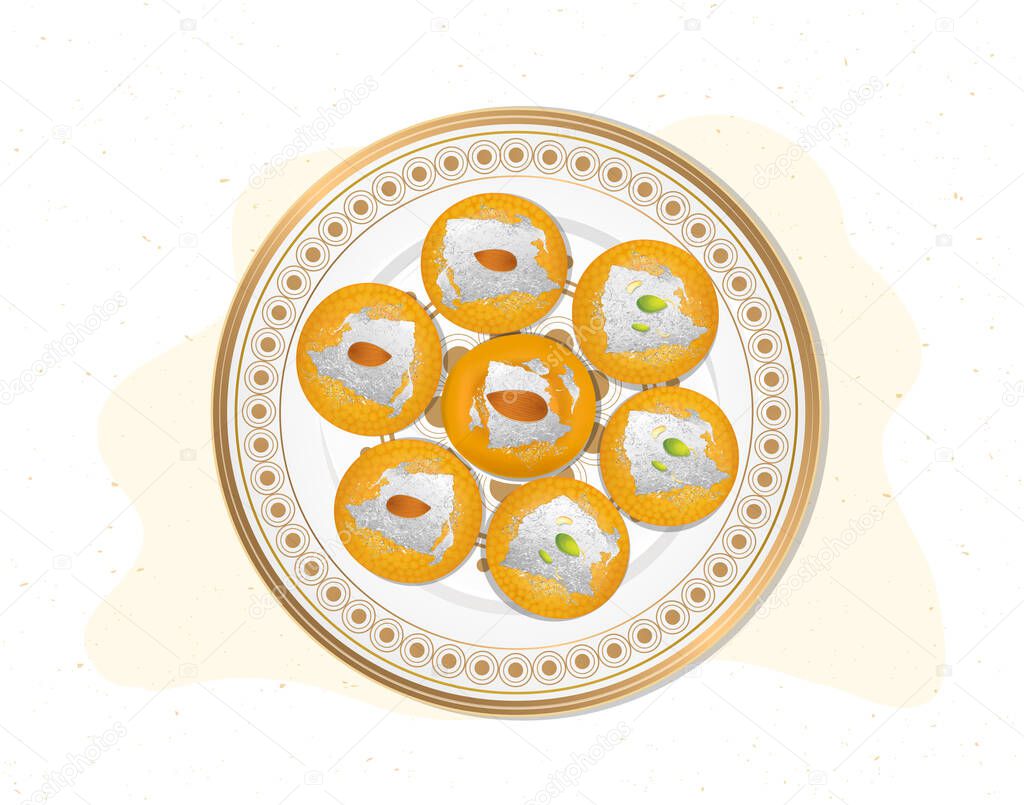 Indian Sweet Ladoo Ilustración Vectorial Aislada Sobre Fondo Blanco ...