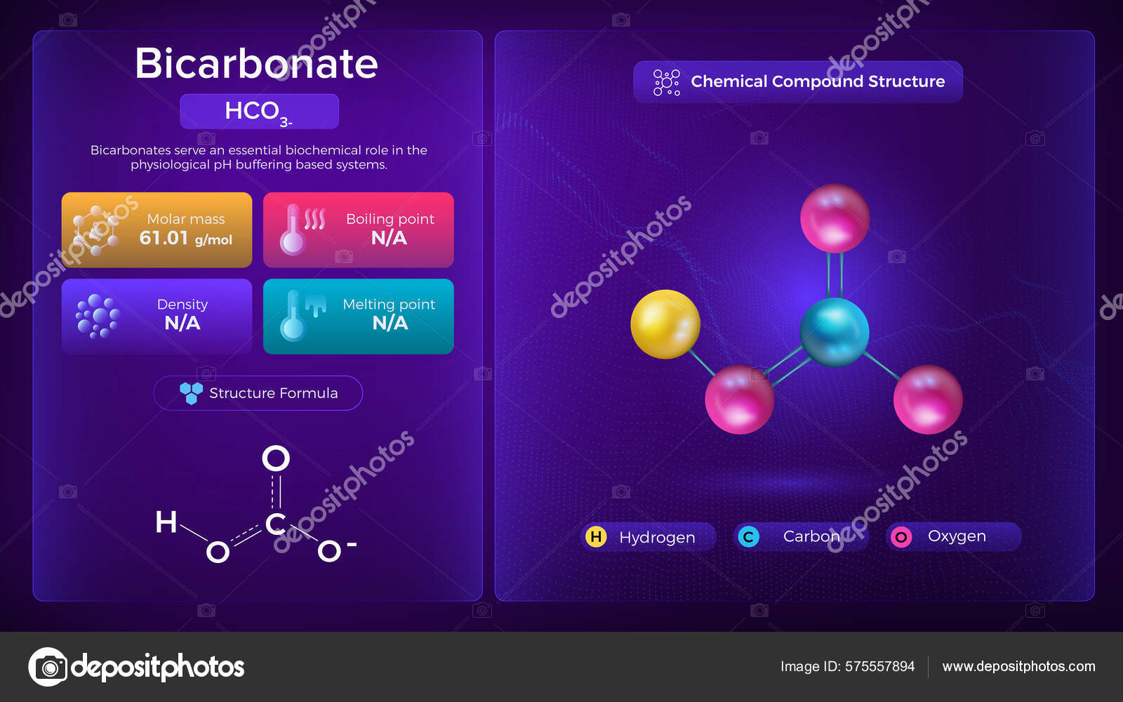 Bicarbonate Properties Chemical Compound Structure Vector Design Stock ...