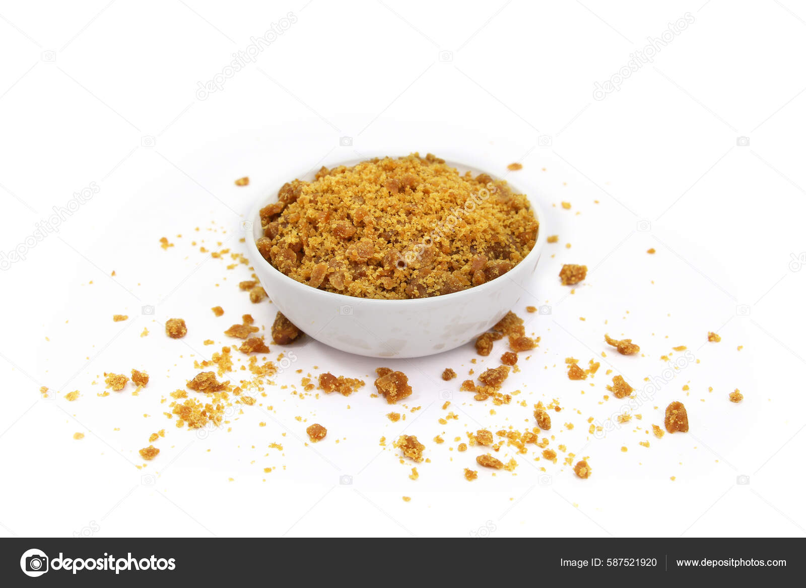 White Bowl Full Jaggery Powder Isolated White Background Stock Photo by ...