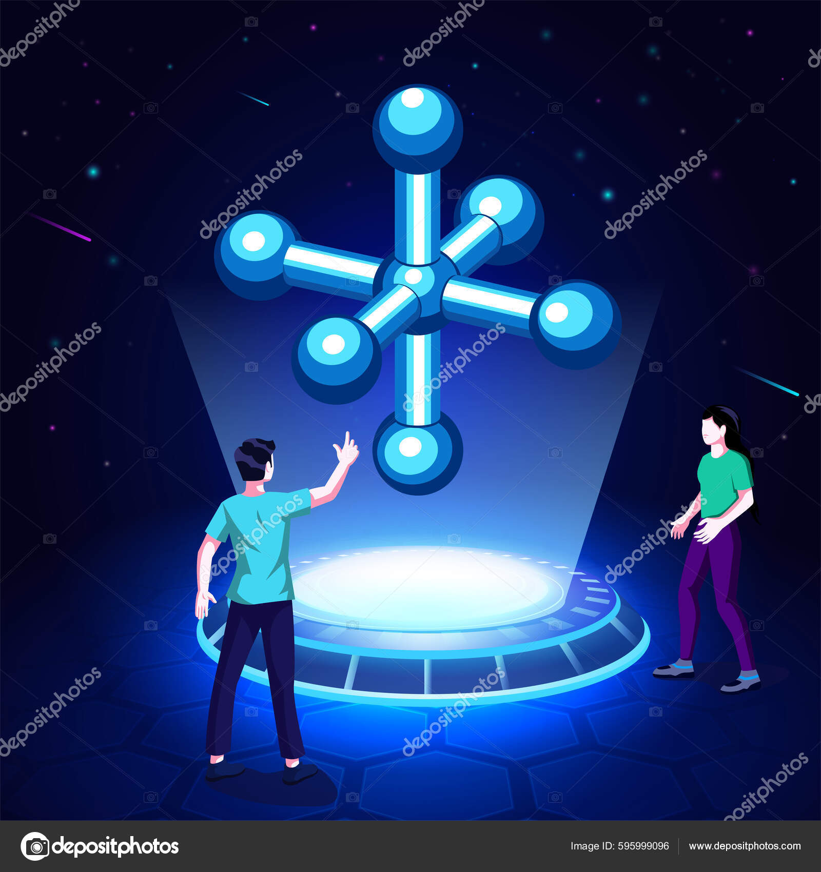 Visualising Experiencing Model Molecule Structure Hologram Vector ... Visualising Experiencing Model Molecule Structure Hologram Vector ...