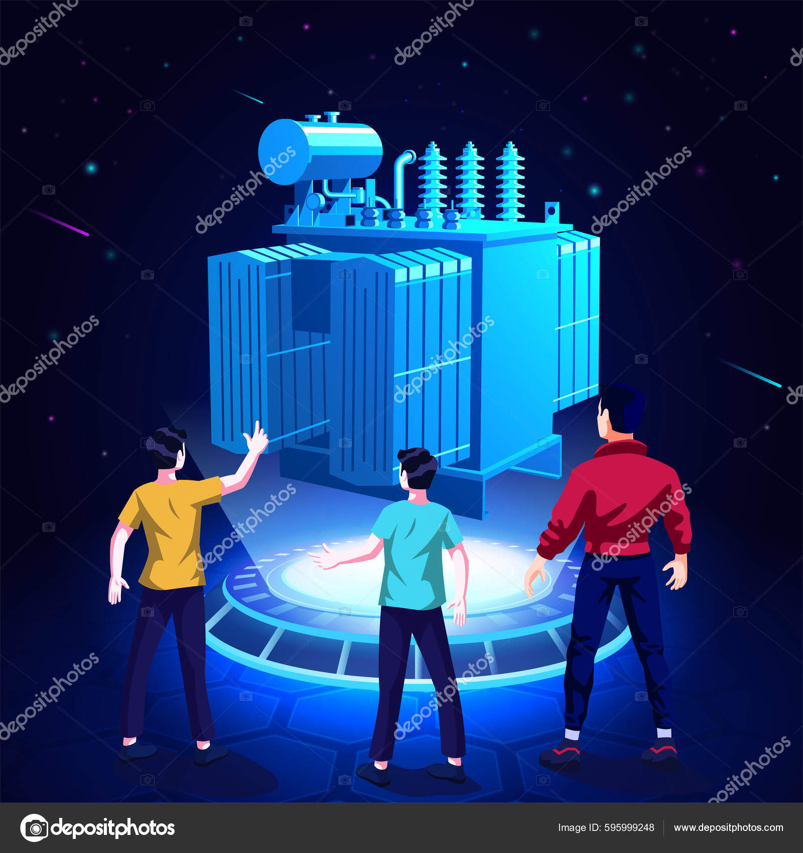 Visualising Experiencing Model Electric Transformer Hologram Vector ...