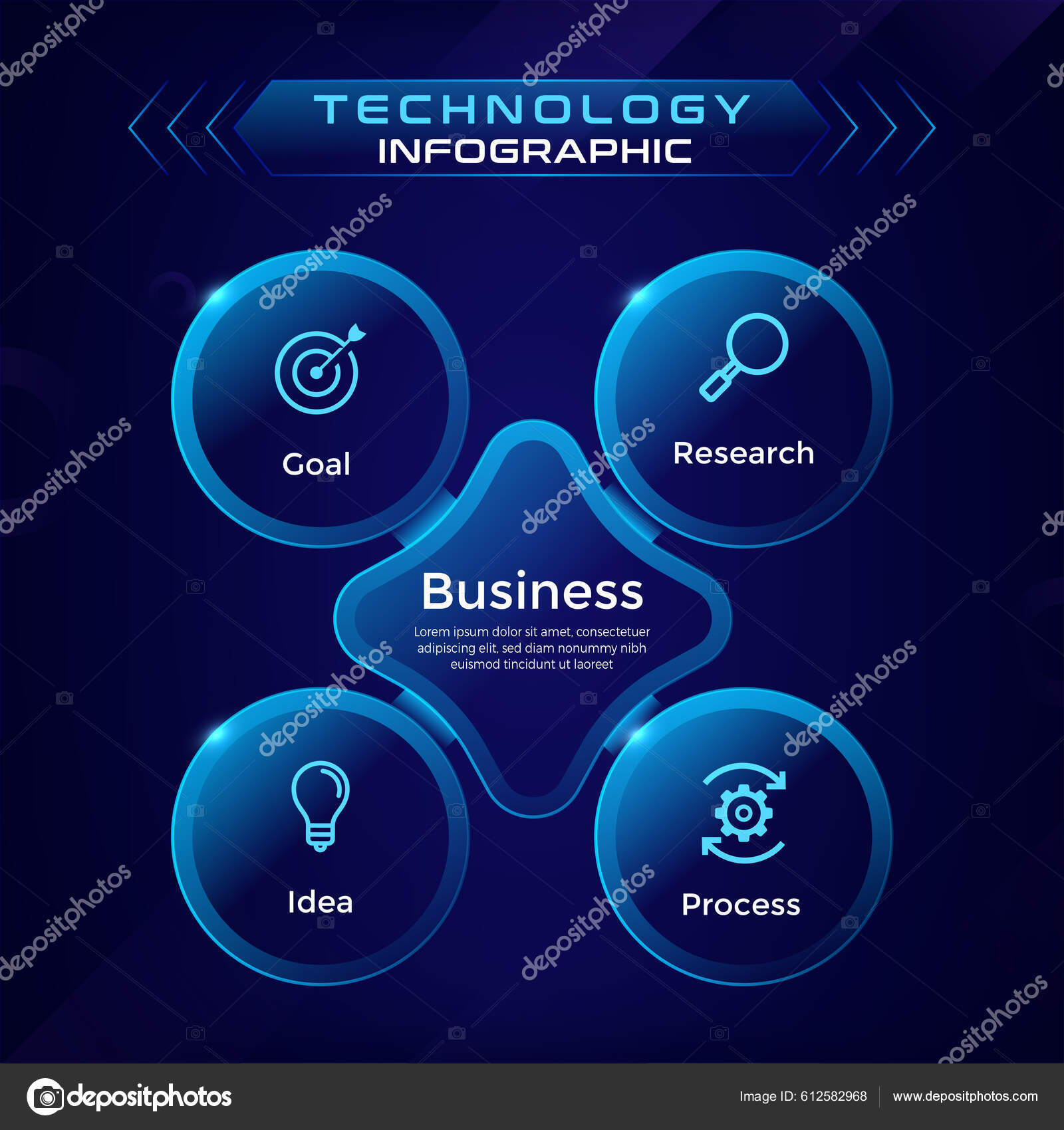 Presentation Technology Business Infographic Four Options Circle Design ...