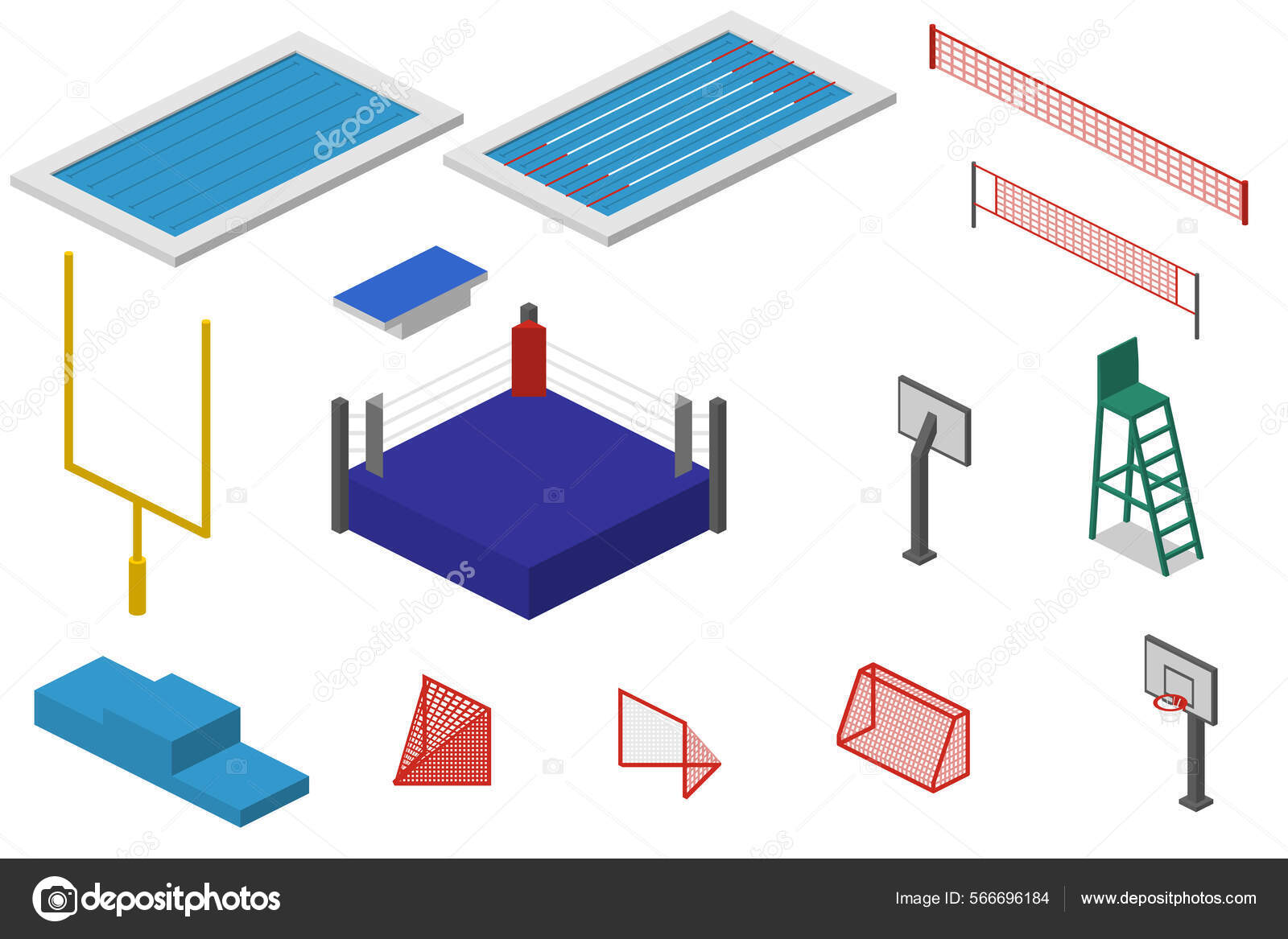 Isometric Playground Bench Stadium Building Road Street City Urban ...