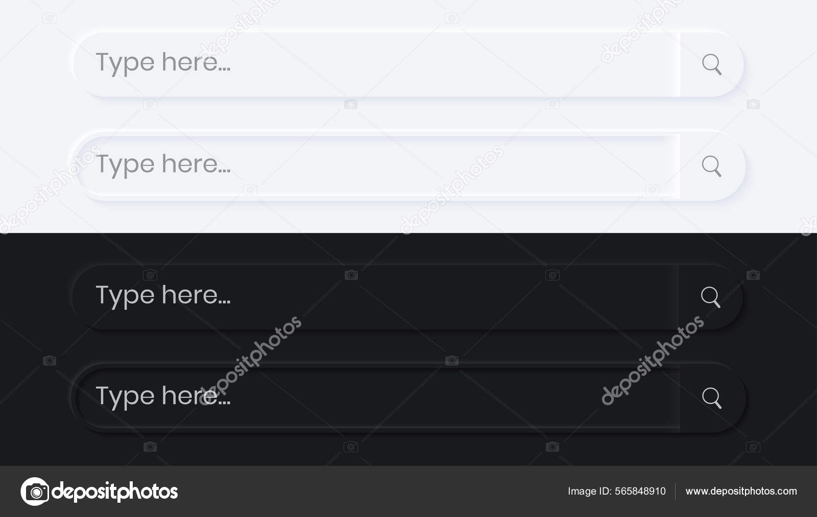 Rounded Search Bar Neumorphism Simple Elegant Minimalist Website Apps Design vetor(es) de stock ...