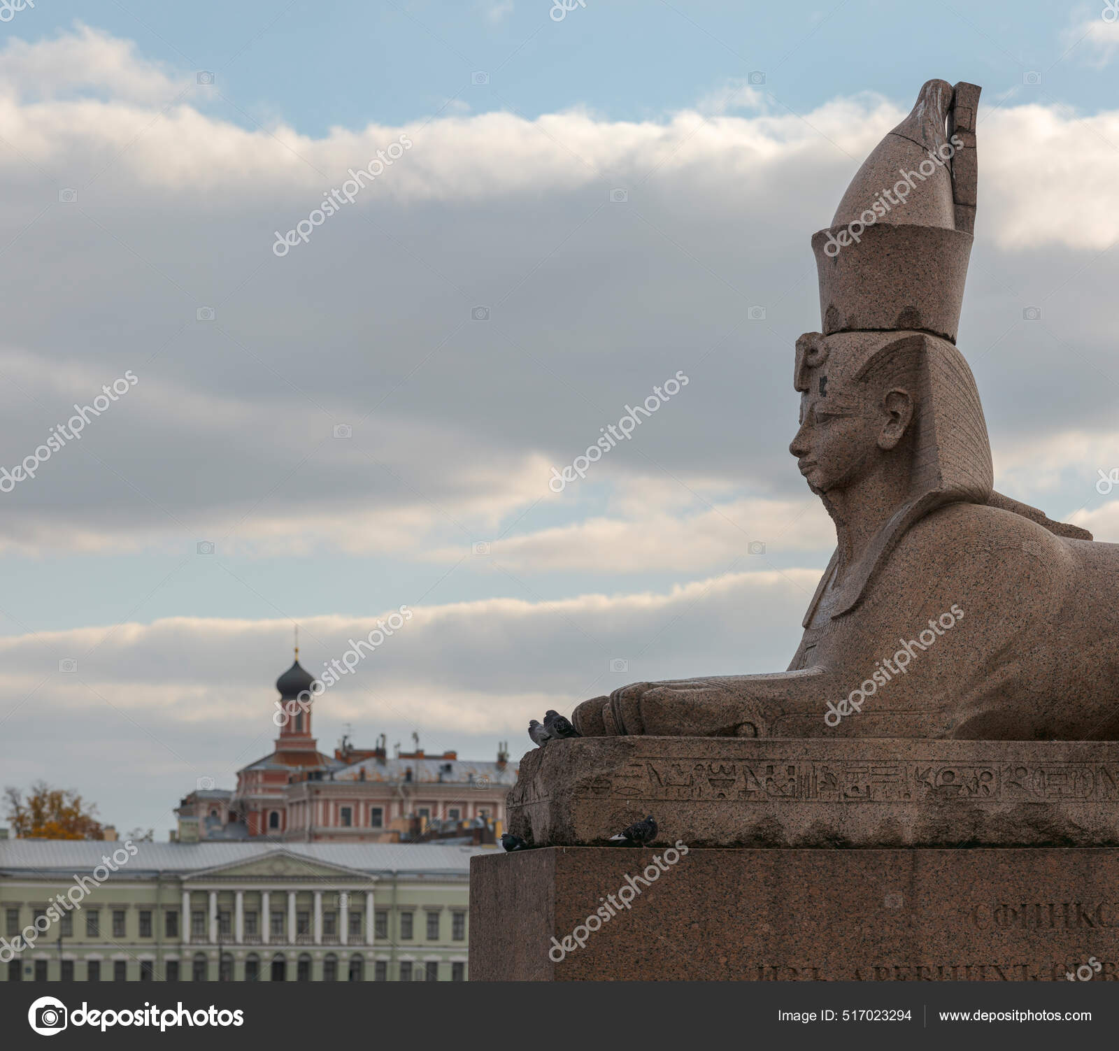 Ancient Egyptian Statue Sphinx Embankment Neva River Petersburg Russia ...