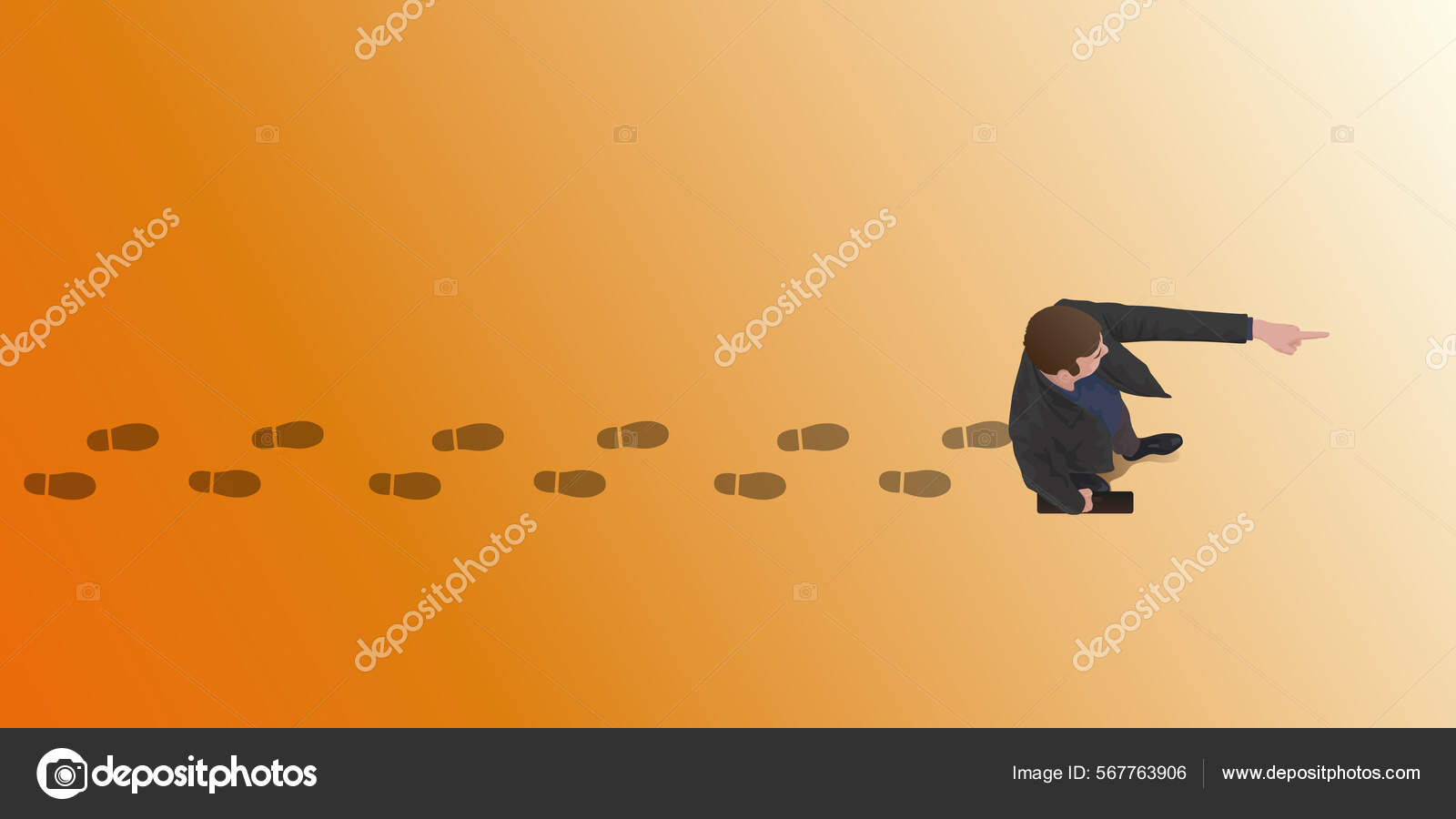 Leadership Business Strategy Concept Man Pointing Finger Direction ...