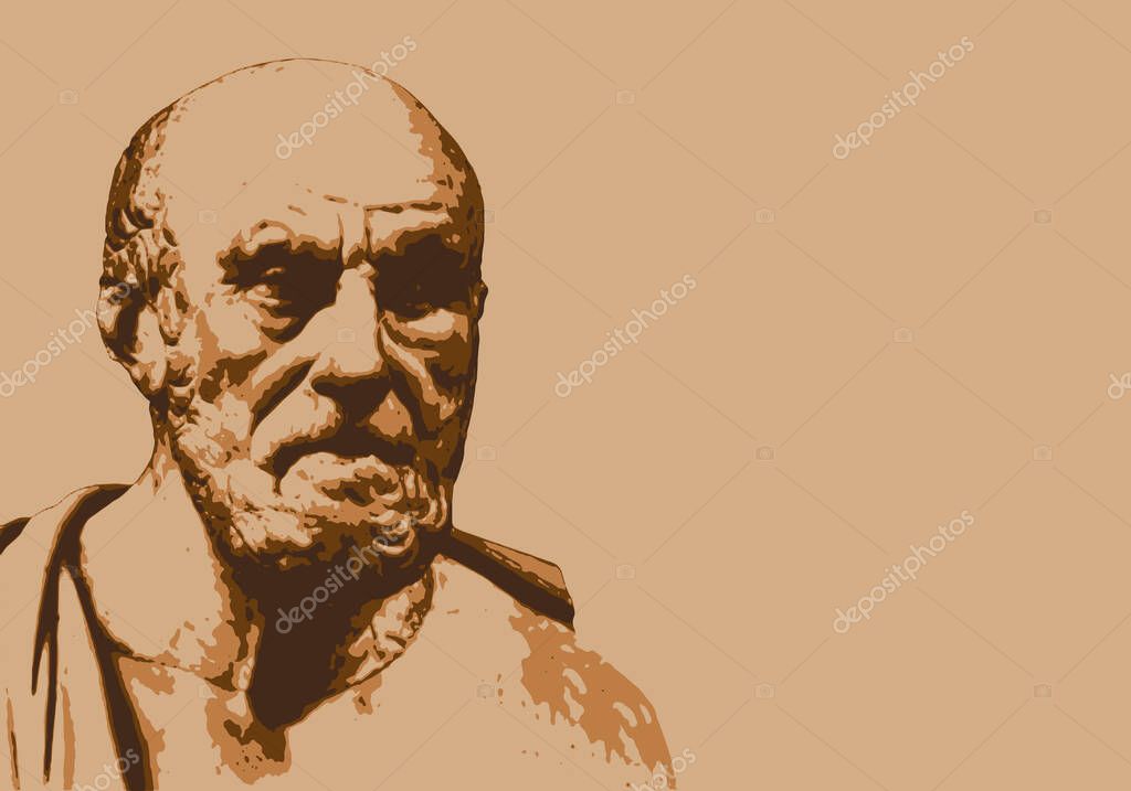 Un retrato dibujado de Hipócrates, el famoso médico y filósofo de la ...