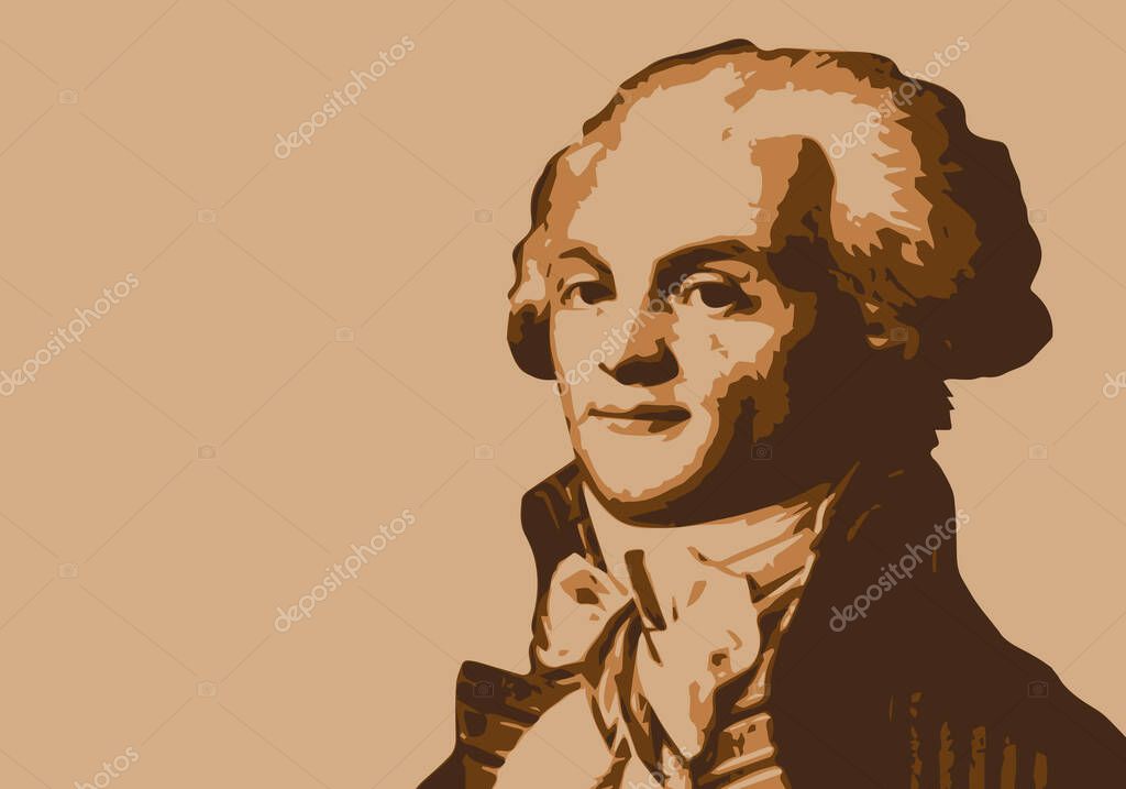 Drawn portrait of Maximilien Robespierre, the famous politician of the ...