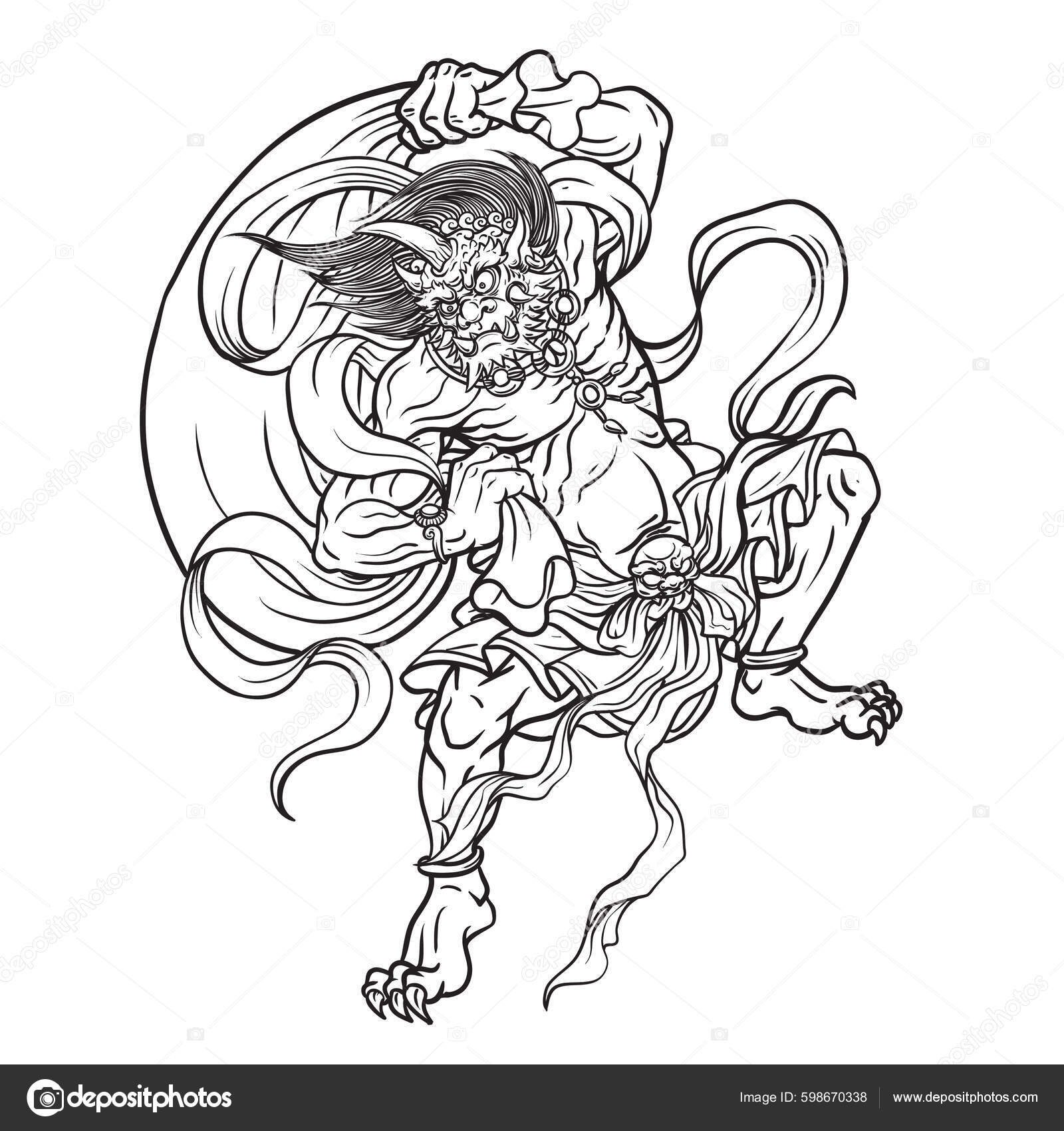 Japanese God Of Thunder Tattoo