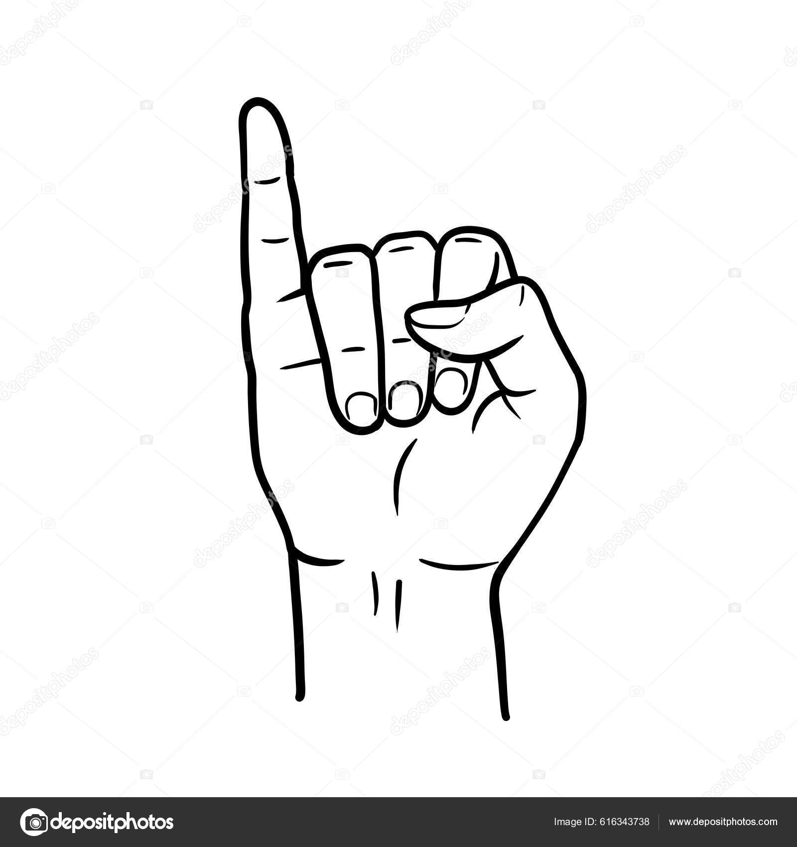 Dibujo Línea Ilustración Mano Mostrando Dedo Meñique Aislado Sobre ...