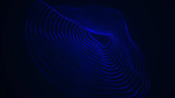 Digital technology background. Big Data visualization. Dynamic wave of glowing particles ...