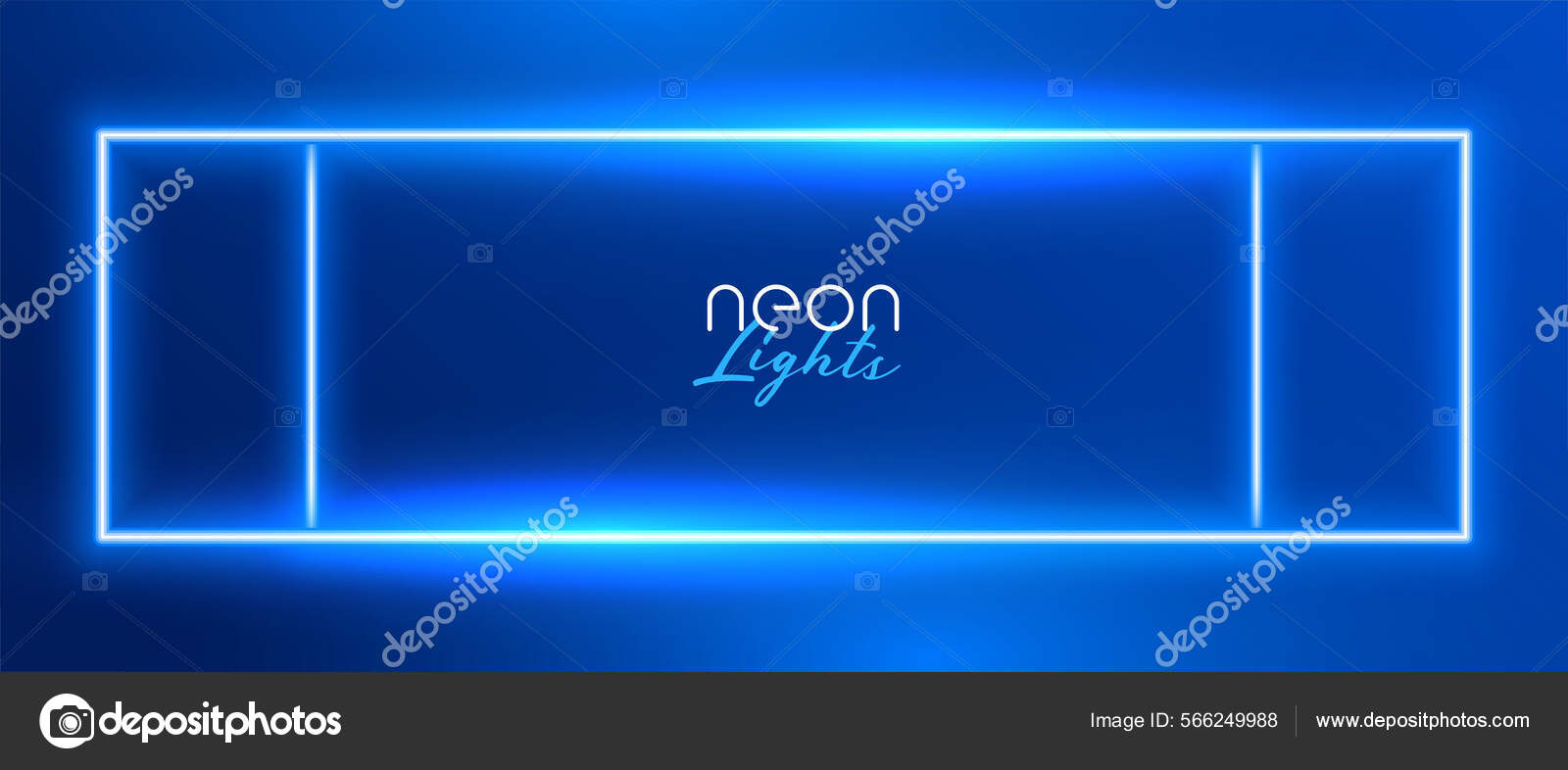Blue Neon Rectangle Frame Background Design Stock Vector Image by ...