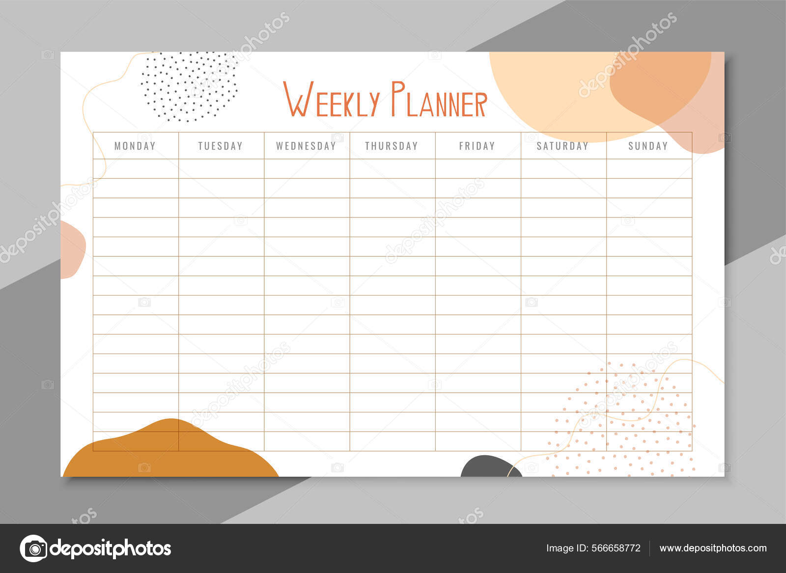 Planner Template One Week Stock Vector Image by ©desinerstar #566658772