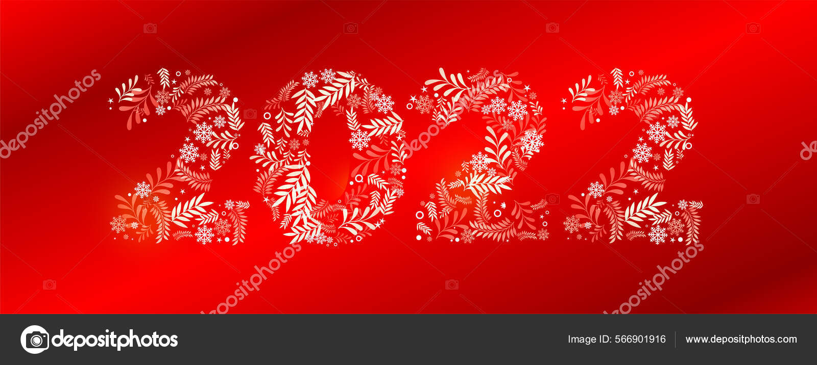 Red 2022 New Year Wide Artistic Banner Design Stock Vector Image by ...