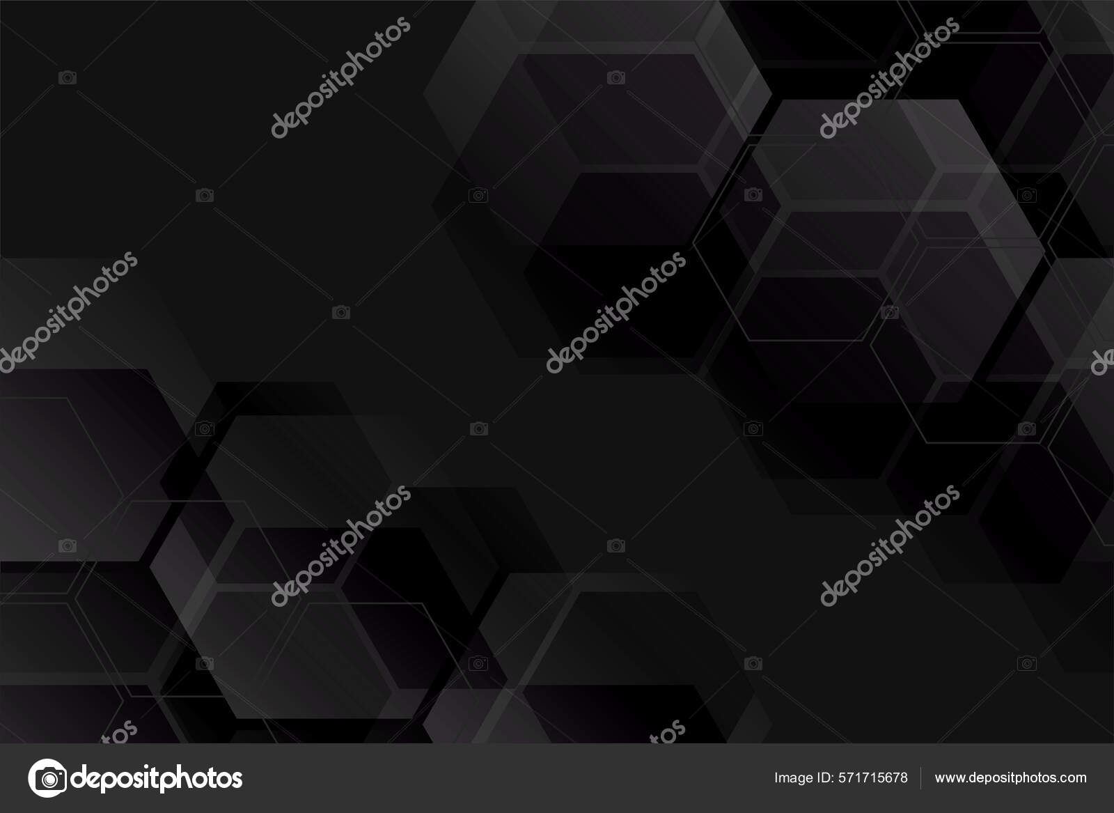 Dark Black Hexagonal Background Design Stock Vector Image by ...