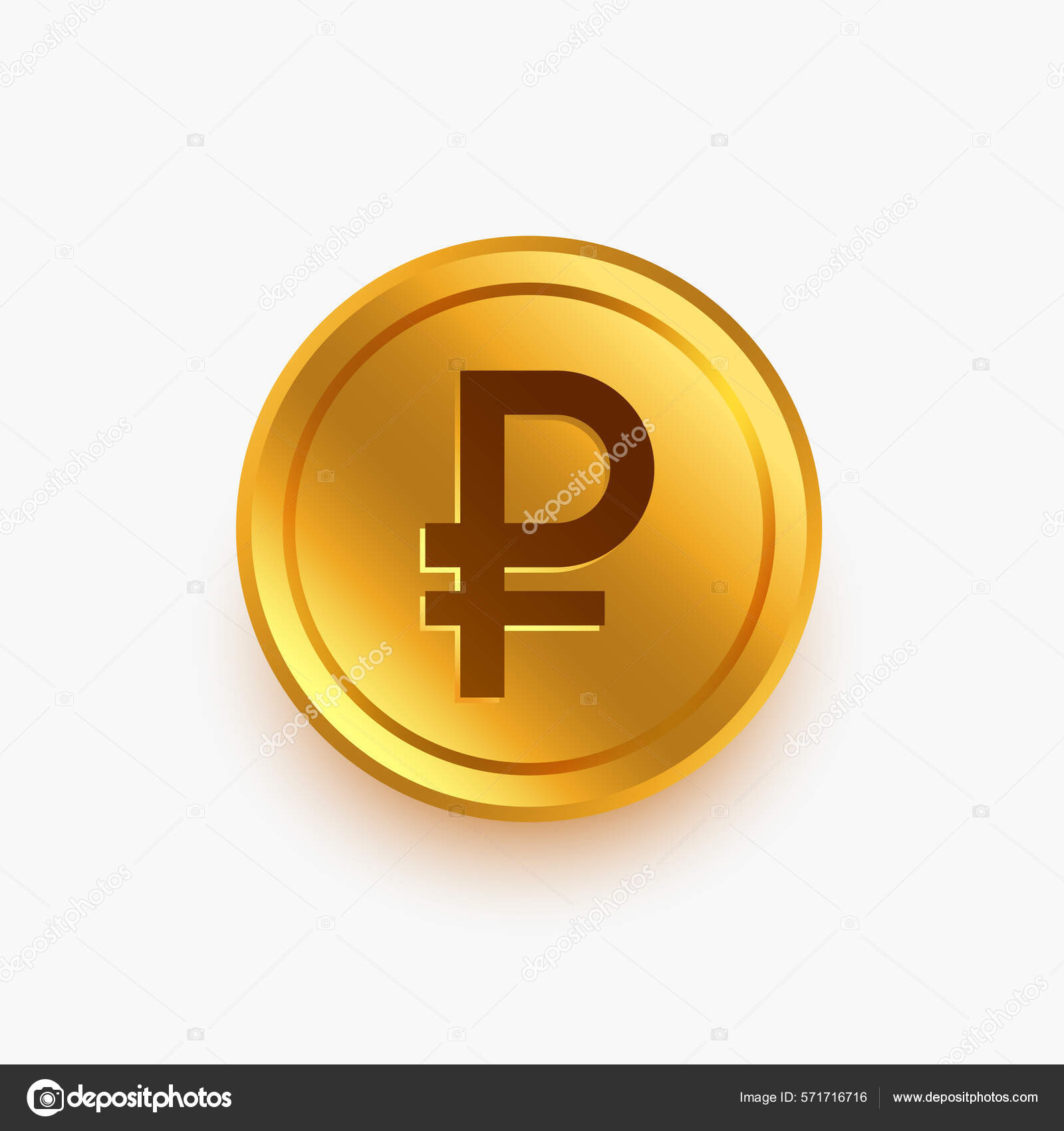 Golden Ruble Coin Isolated White Background Stock Vector by ...