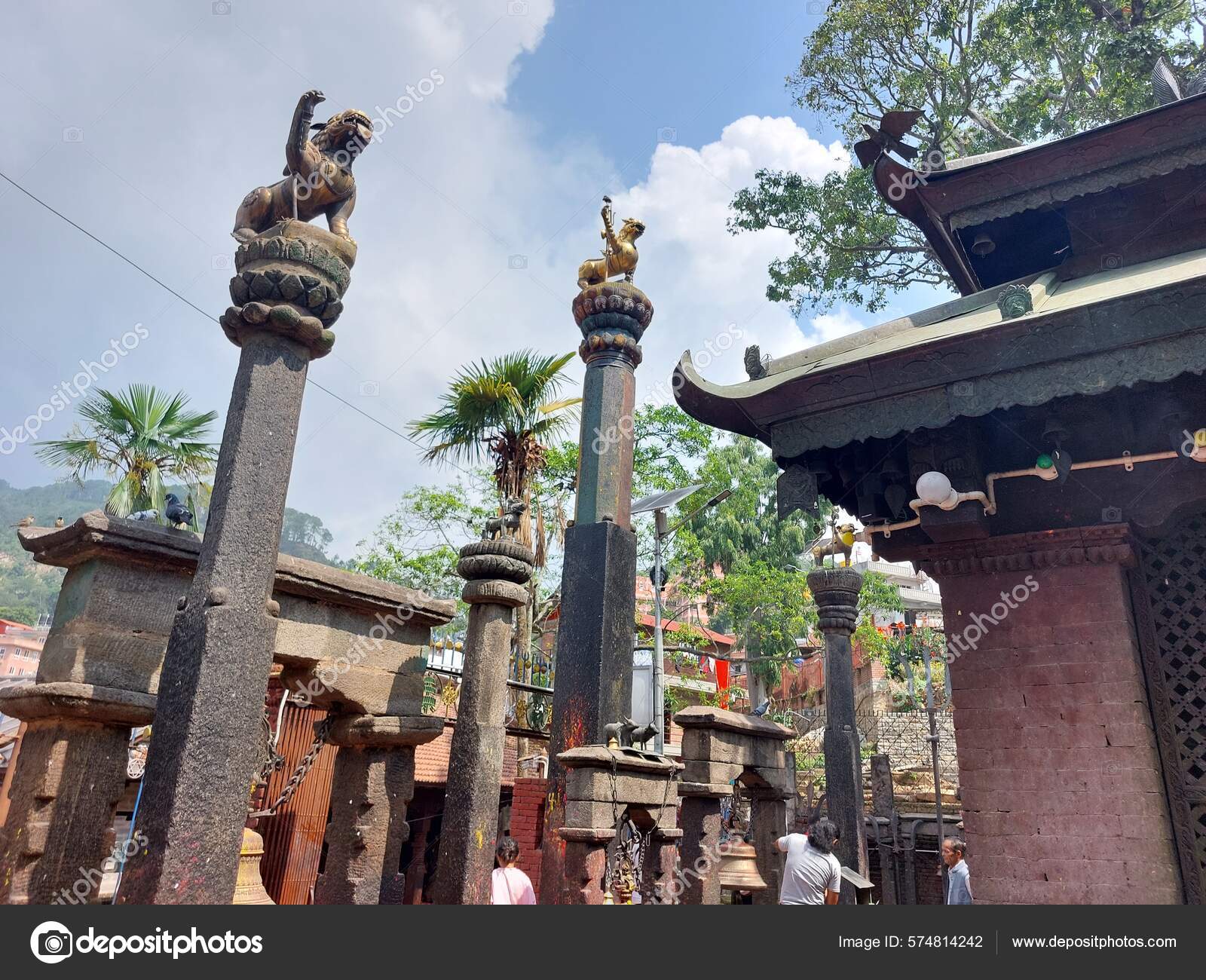 Dolakha Bhimsen Temple Complex Shrine's Various Parts Stone Pillars ...