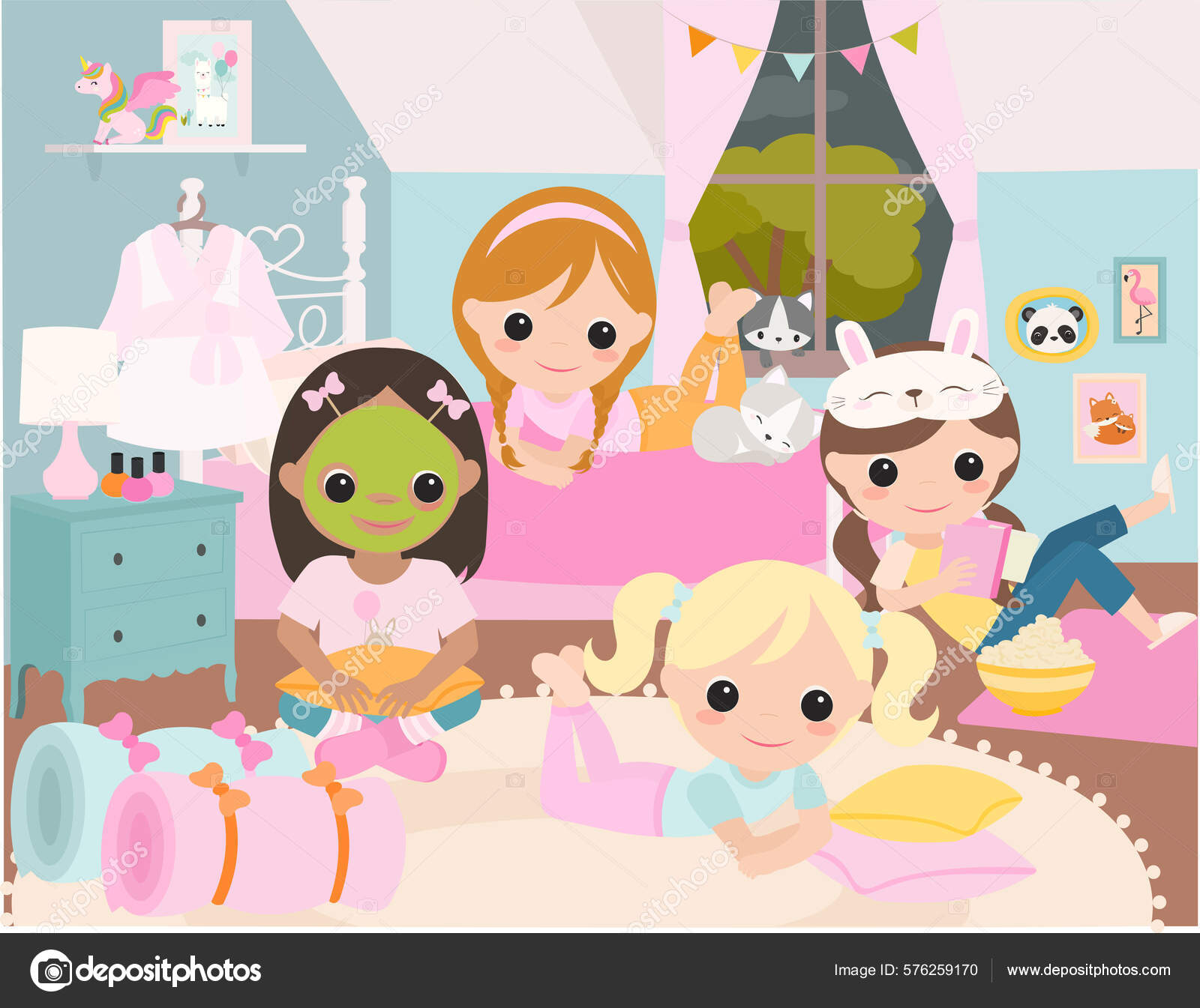 Kids Sleepover Cartoon