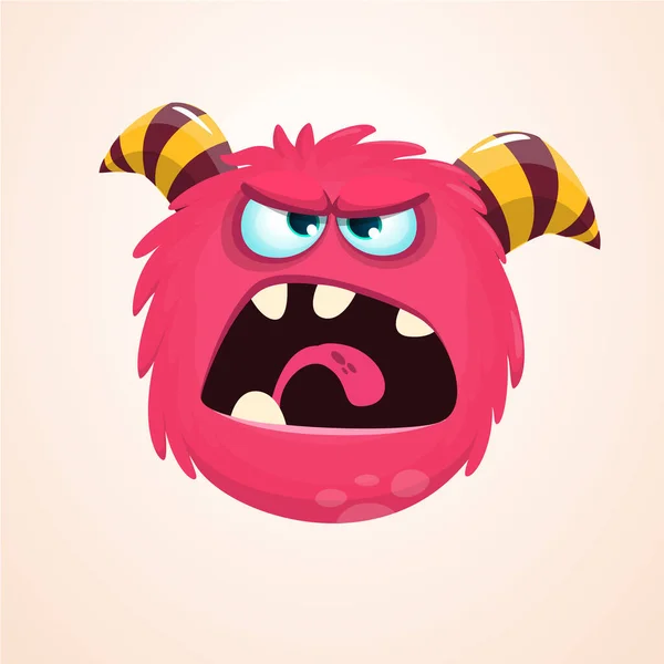 Angry cartoon monster pink and horned. Vector illustration Stock Vector ...
