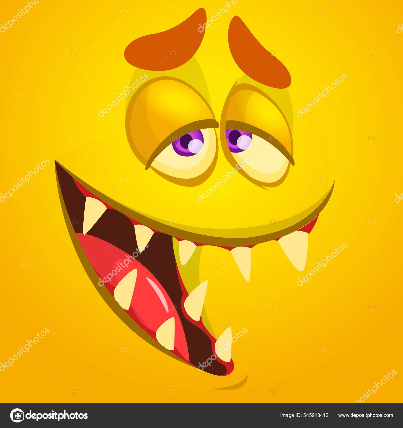 Alien Face Cartoon Creature Avatar Illustration Vector Stock Prints ...