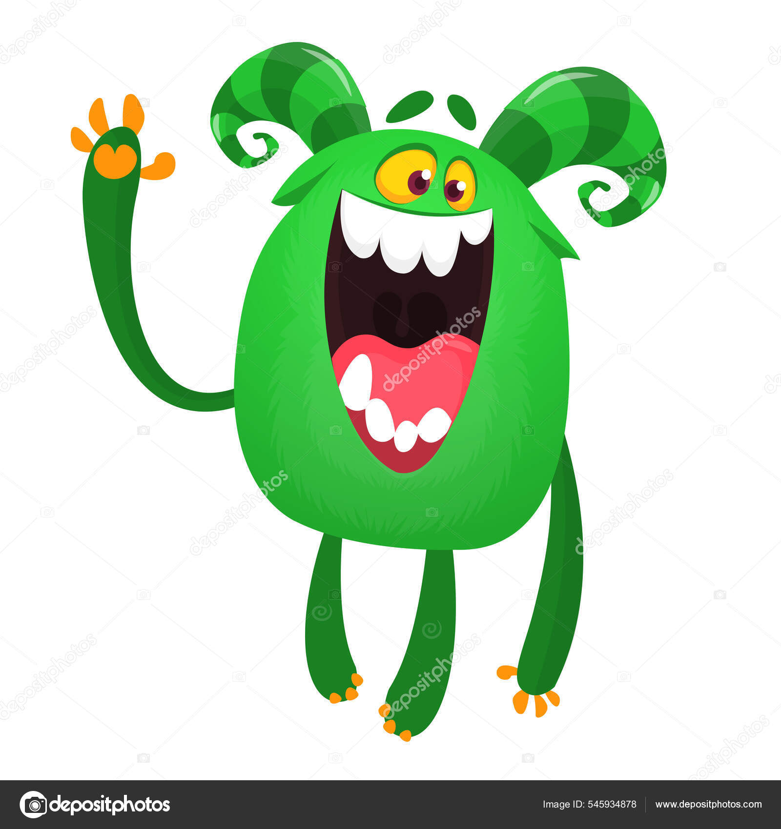 Cartoon Cute Monster Halloween Vector Illustration Funny Monste Stock ...