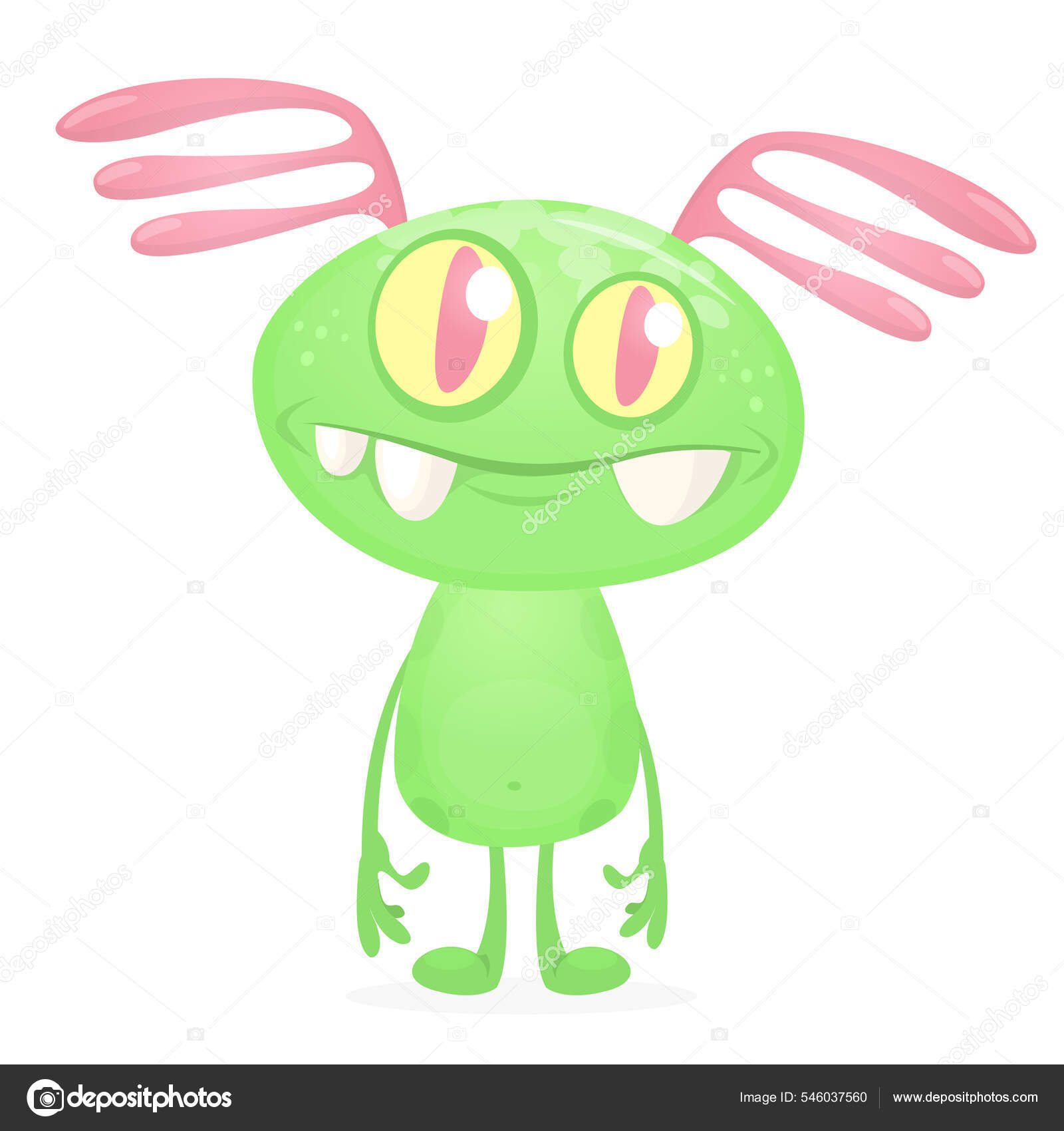 Dibujos Animados Alienígenas Verdes Ilustración Vectorial Aislada ...