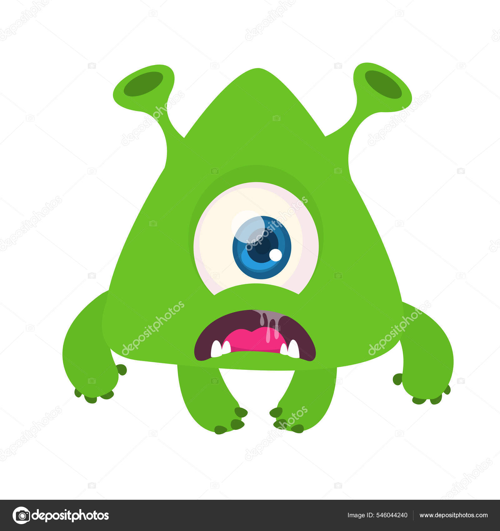 Funny Cute Cartoon Alien Creature Vector Halloween Illustration Stock ...