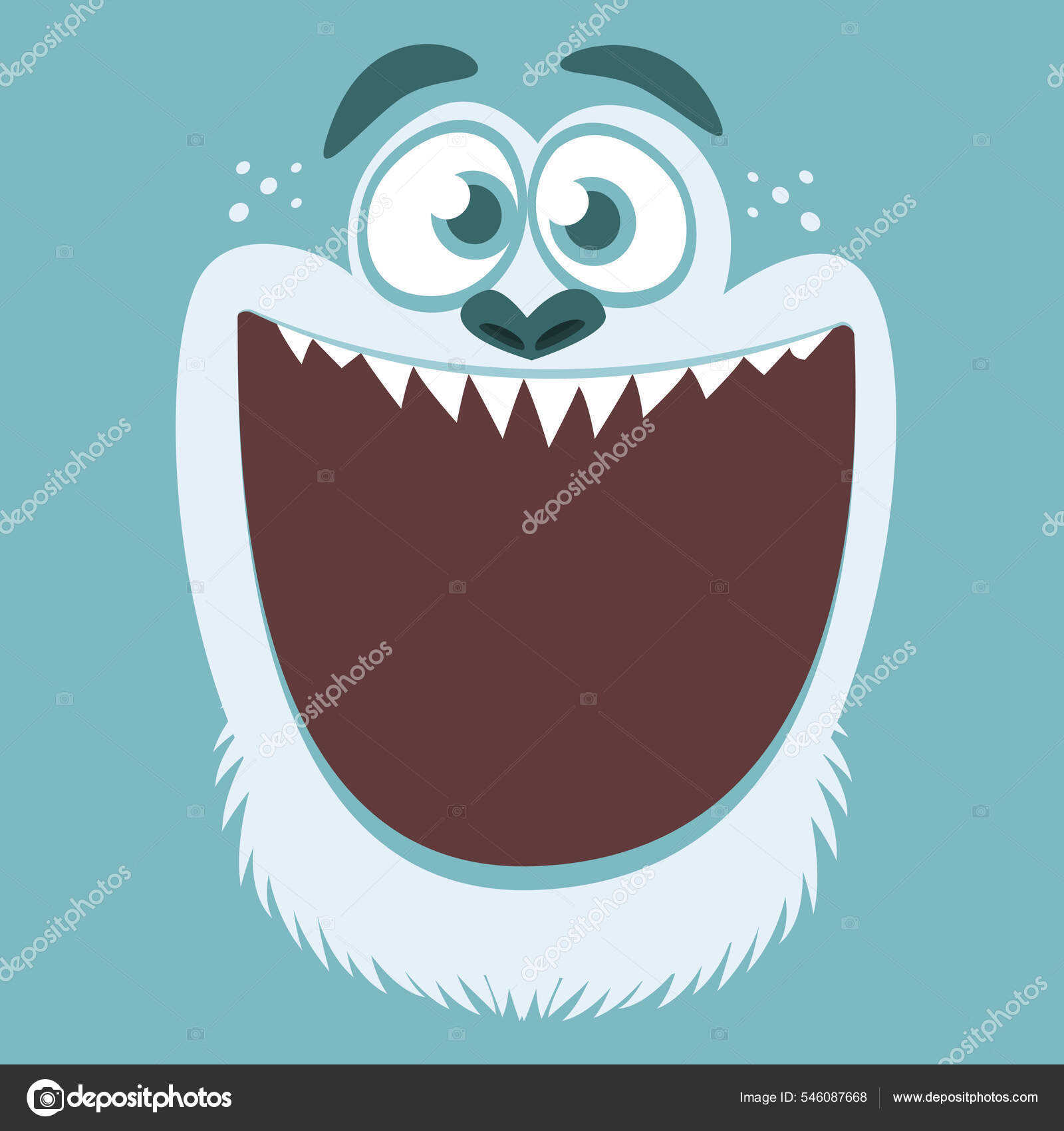 Cute Cartoon Yeti Bigfoot Face Vector Halloween Monster Square Avata ...
