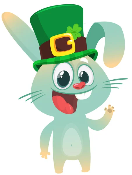 Cartoon Happy Bunny Rabbit Character Wearing Patrick's Hat Clover ...