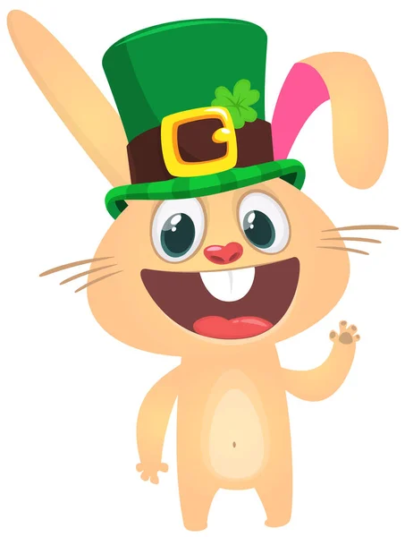Cartoon Happy Bunny Rabbit Character Wearing Patrick's Hat Clover ...