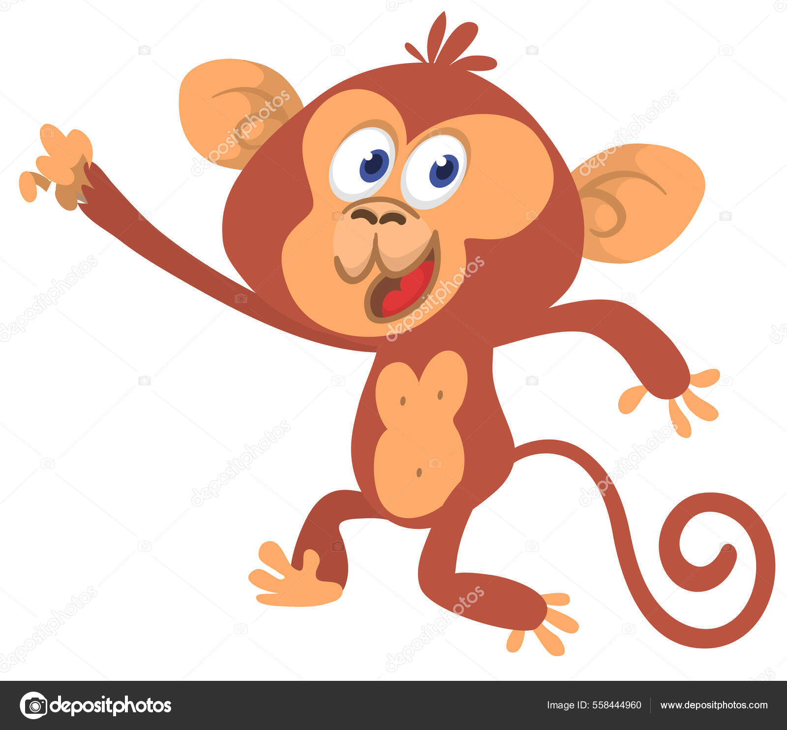 Cute Kartun Monyet Simpanse Ilustrasi Vektor Terisolasi Vektor Stok ...