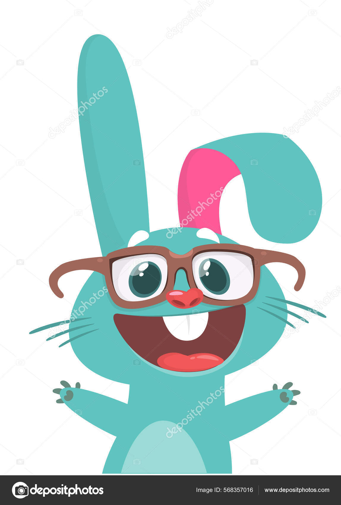 Cute Bunny Cartoon Wearing Eyeglasses Easter Vector Rabbit Illustration ...