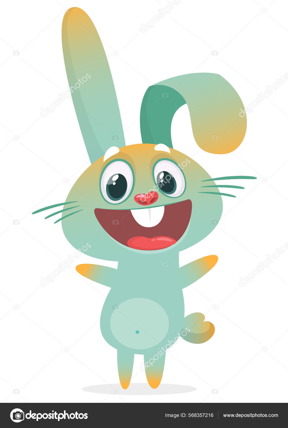 Happy Cute Bunny Cartoon Easter Vector Rabbit Illustration Isolate ...