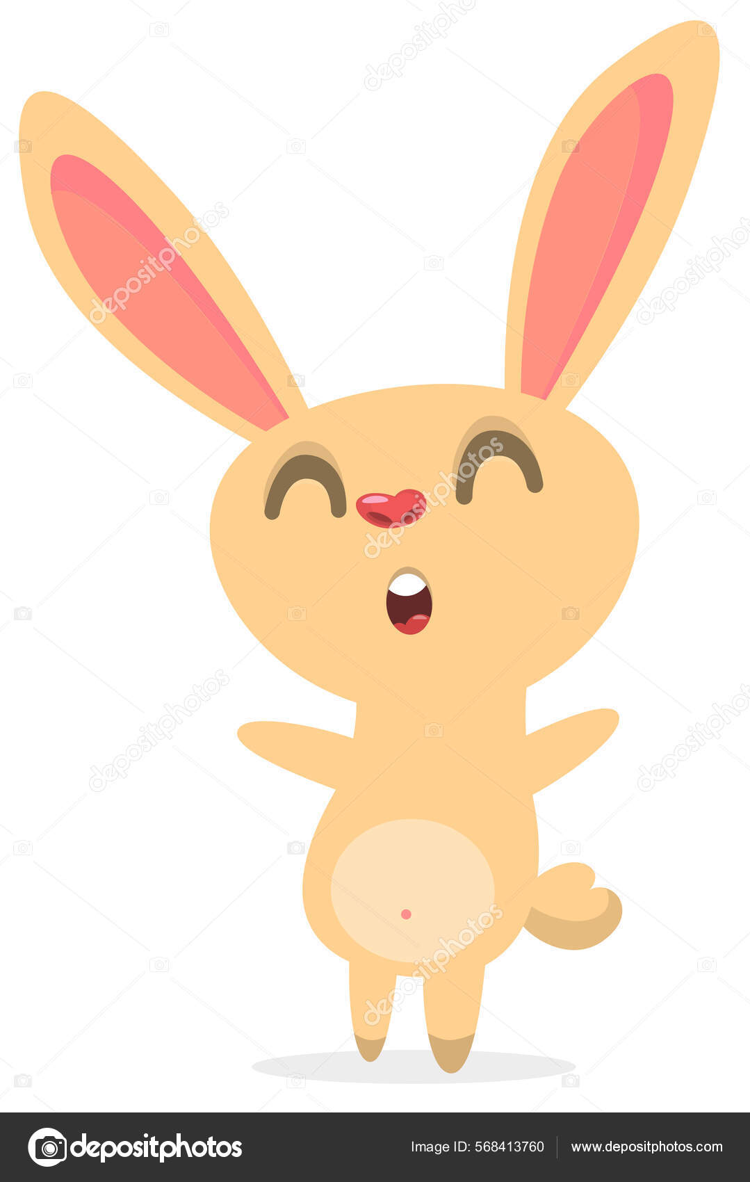 Happy Cute Bunny Cartoon Easter Vector Rabbit Illustration Isolate ...
